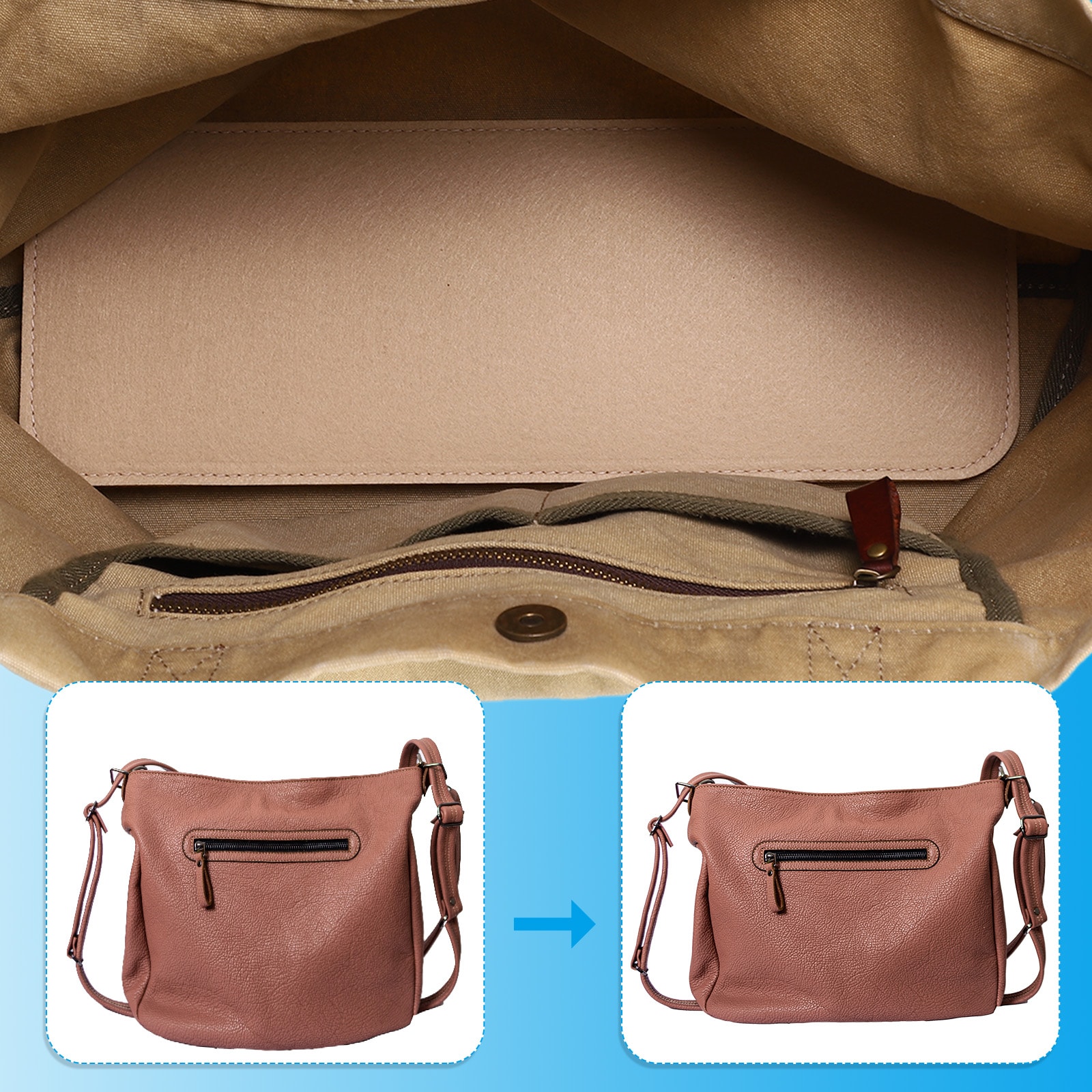 PATIKIL Felt Base Shaper 12x5 Inch 2pcs Bag Bottom Shaper Pad Purse ...