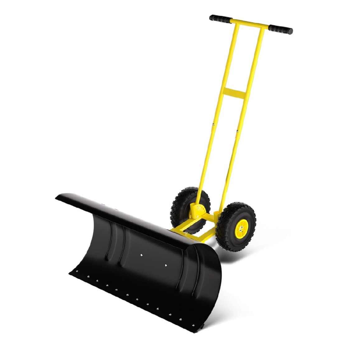 Garvee 29 Inch Heavy Duty Steel Snow Pusher with Wheels 7 Position ...