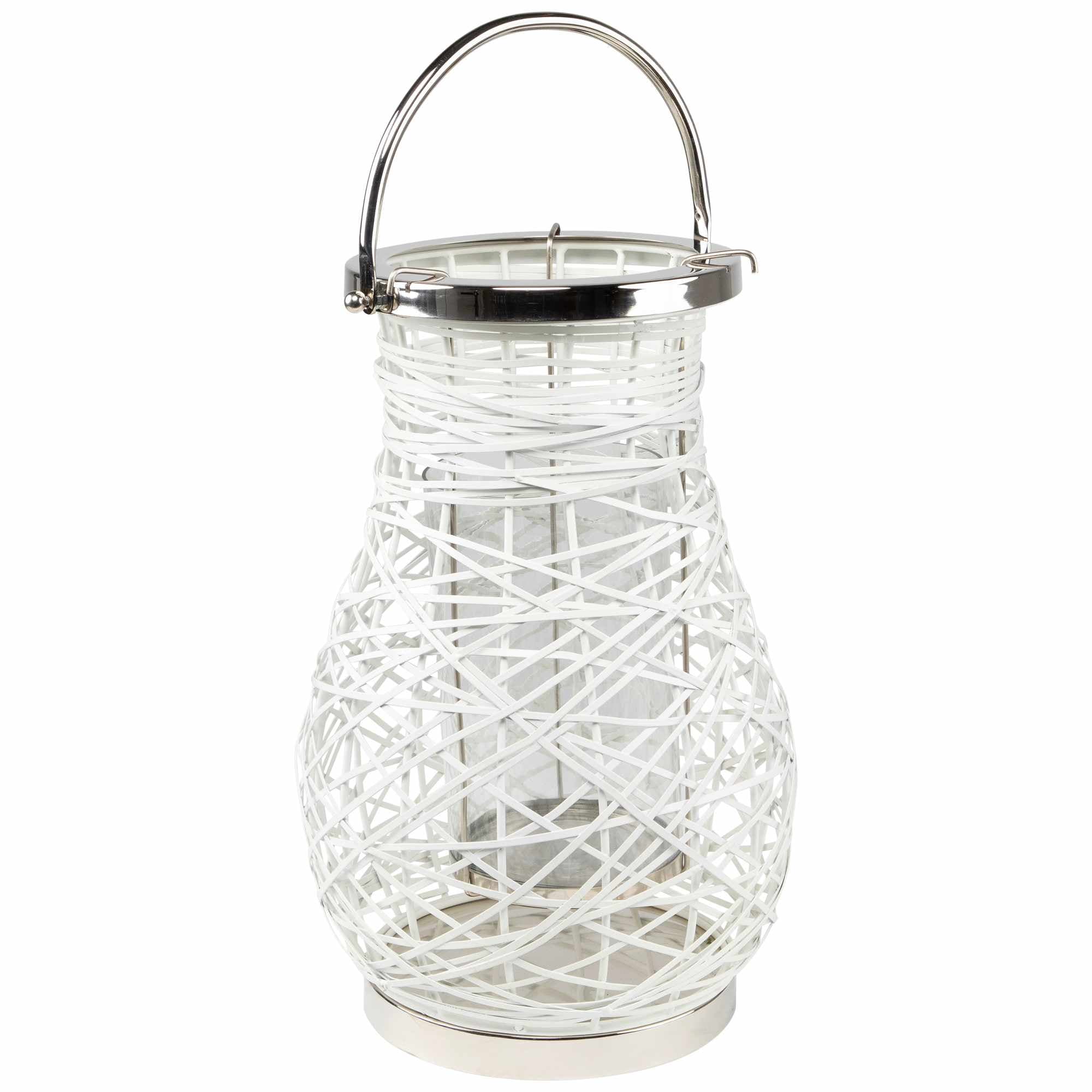Northlight Woven Iron Pillar Candle Lantern with Glass Hurricane - 16. ...