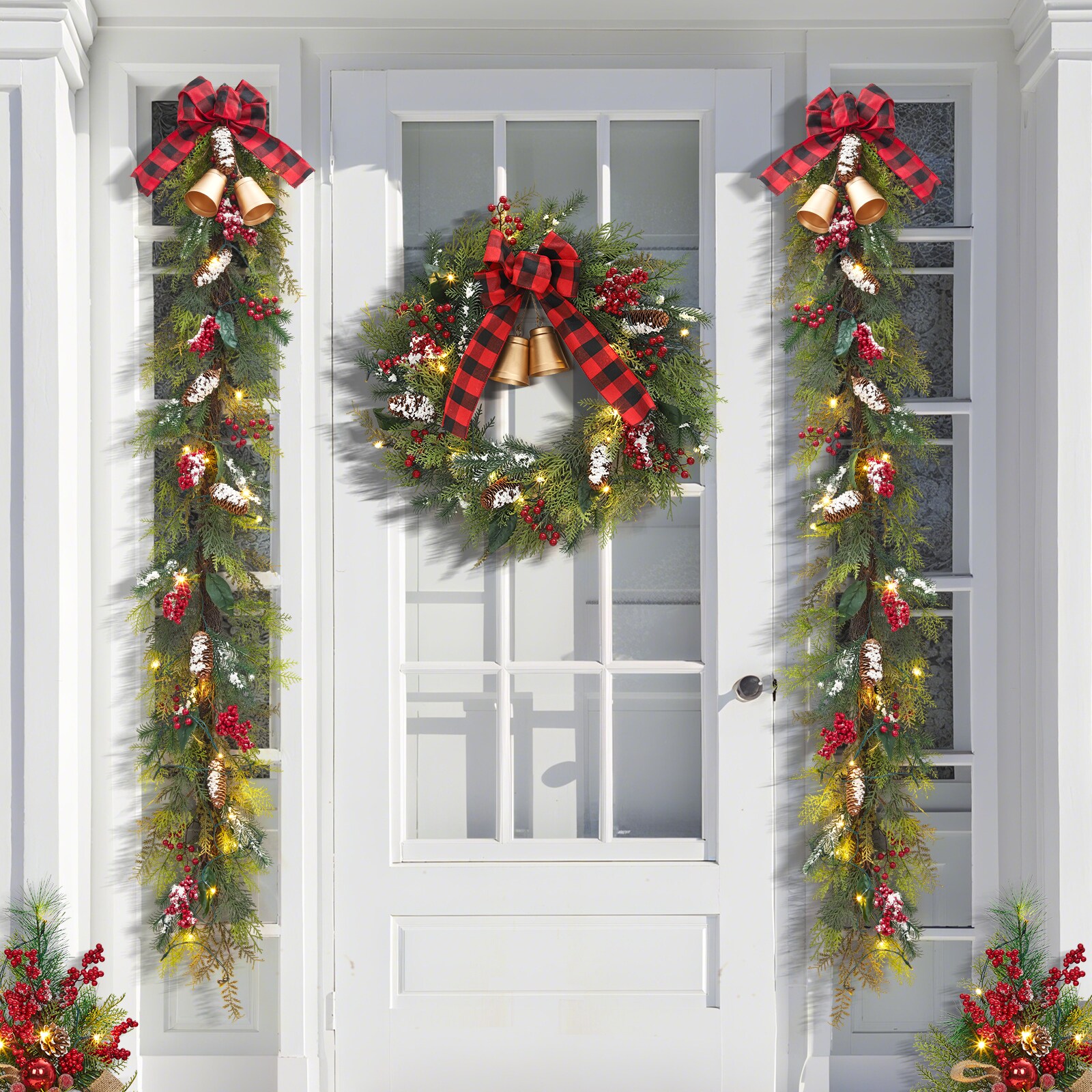 Der Rose 6 Ft Prelit Christmas Garlands Light Up Artificial Garland ...