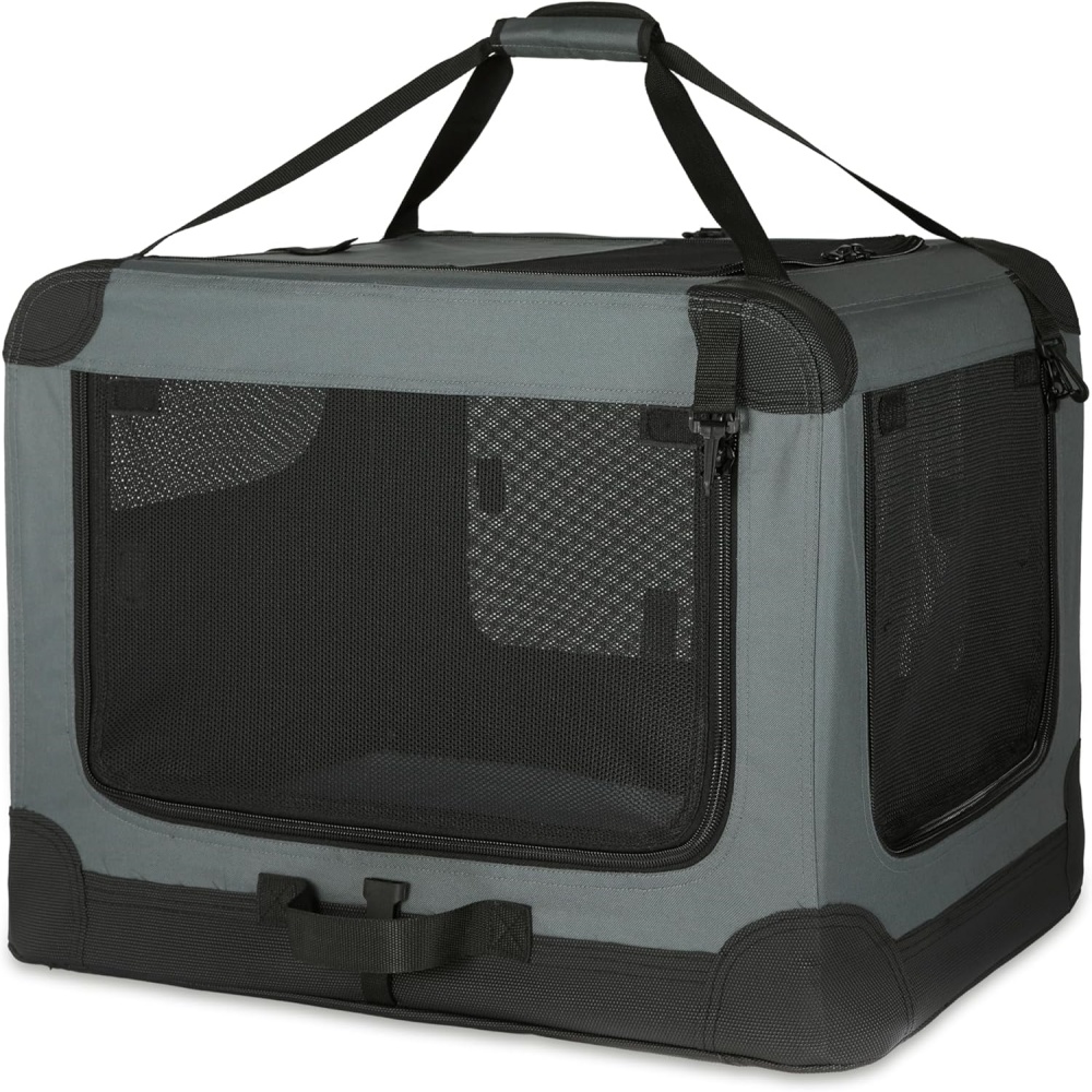 OOU Foldable dog cage portable travel dog cage with three door mesh ...