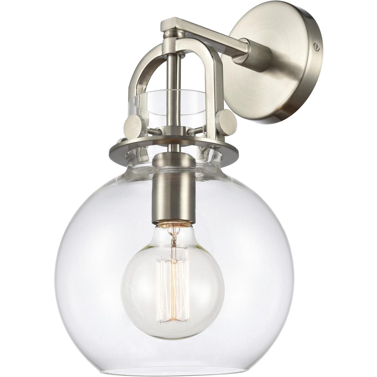 Innovations Lighting 410-1W-SN-G410-8CL Newton Sphere Sconce Wall Light ...