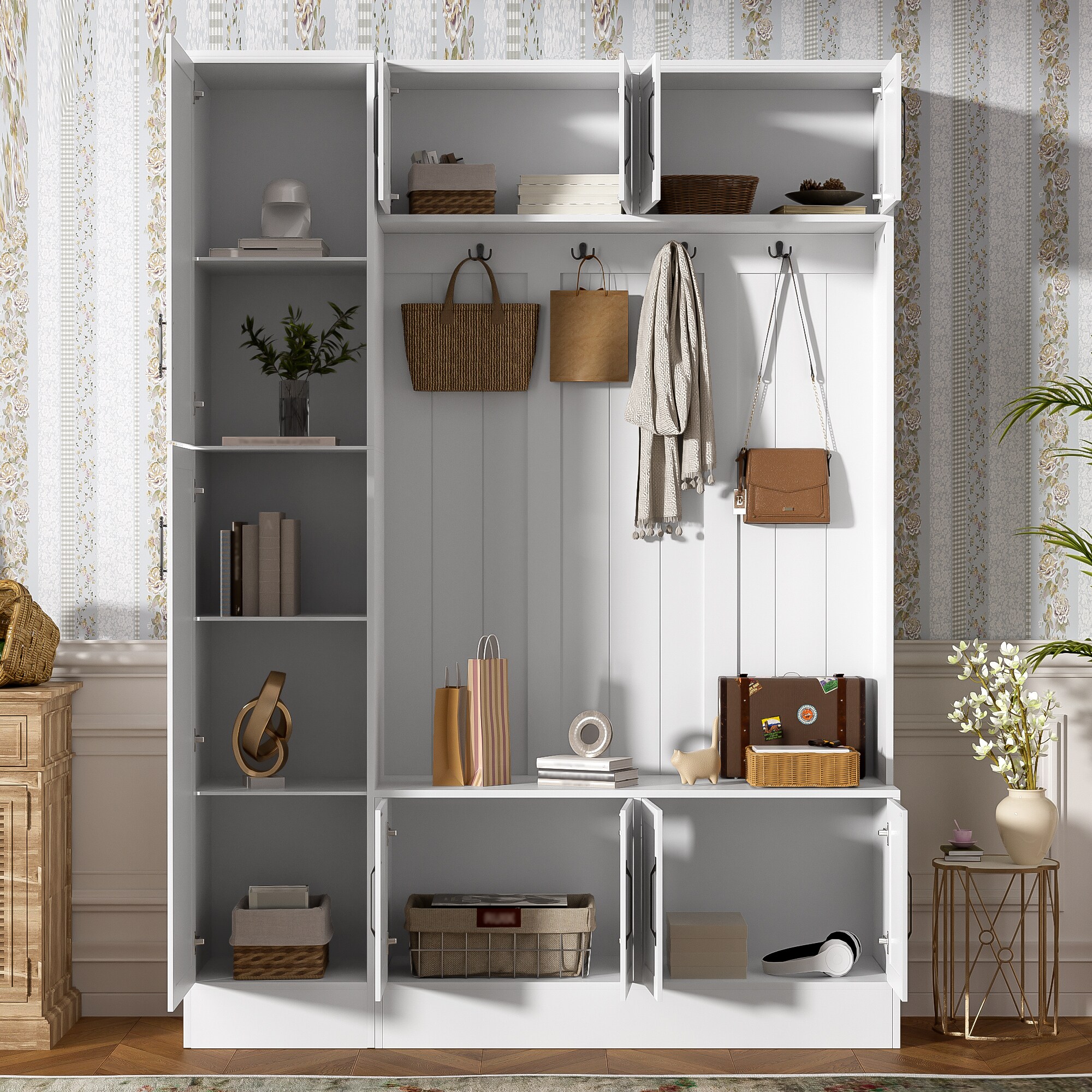ModernLuxe Assembly Required 79inch Tall Modern Hall Tree with Shoe ...
