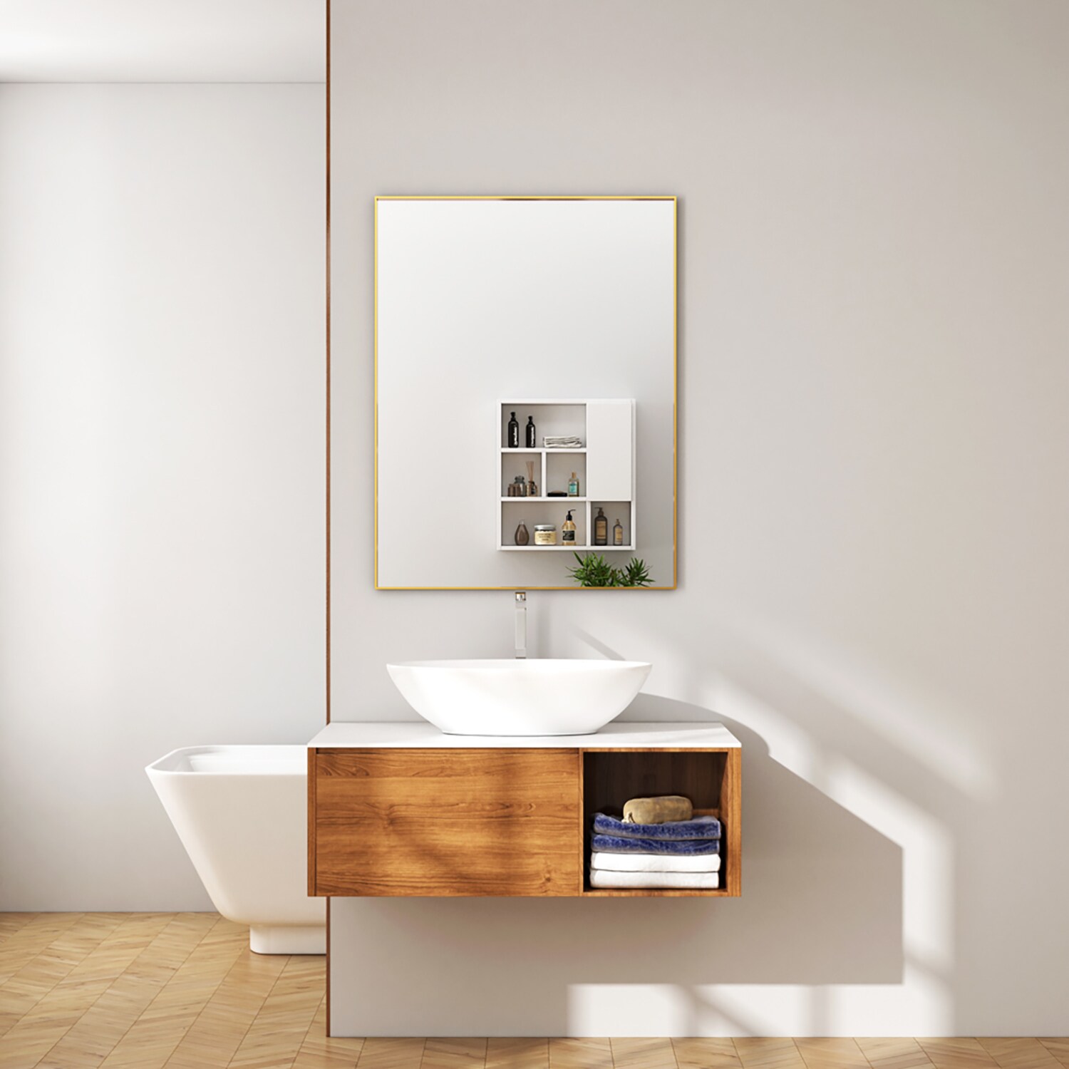 waterpar 72-in x 40-in Rectangle Bathroom Vanity Mirror (Black) in the ...