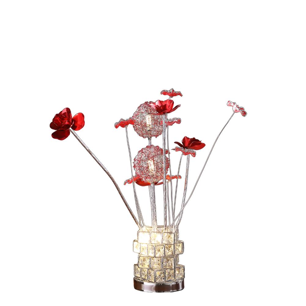 Benzara Table Lamps 20.75-in Red, Chrome On/Off switch Table Lamp with ...