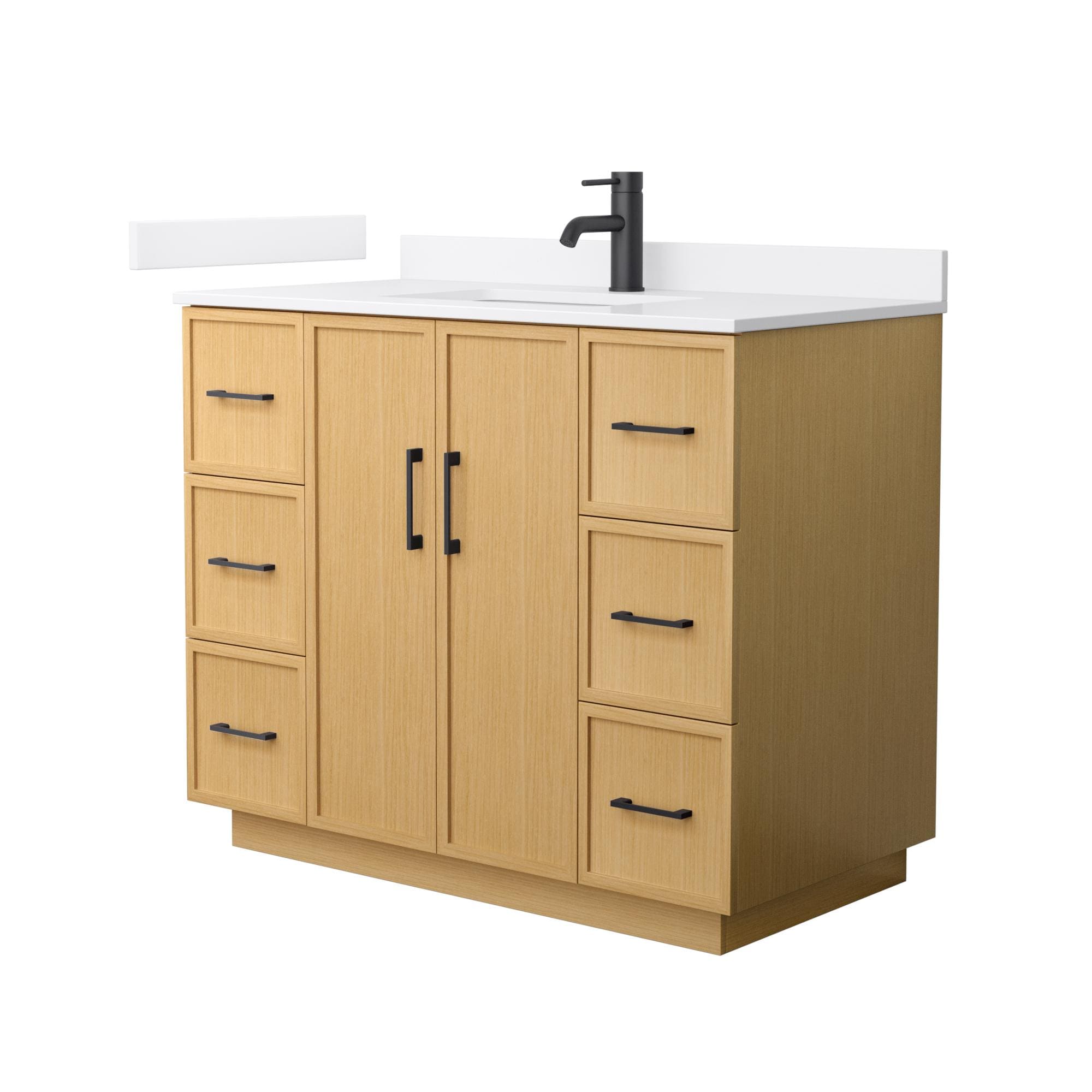 Wyndham Collection Elan TK 42-in Light Oak with Matte Black Trim ...