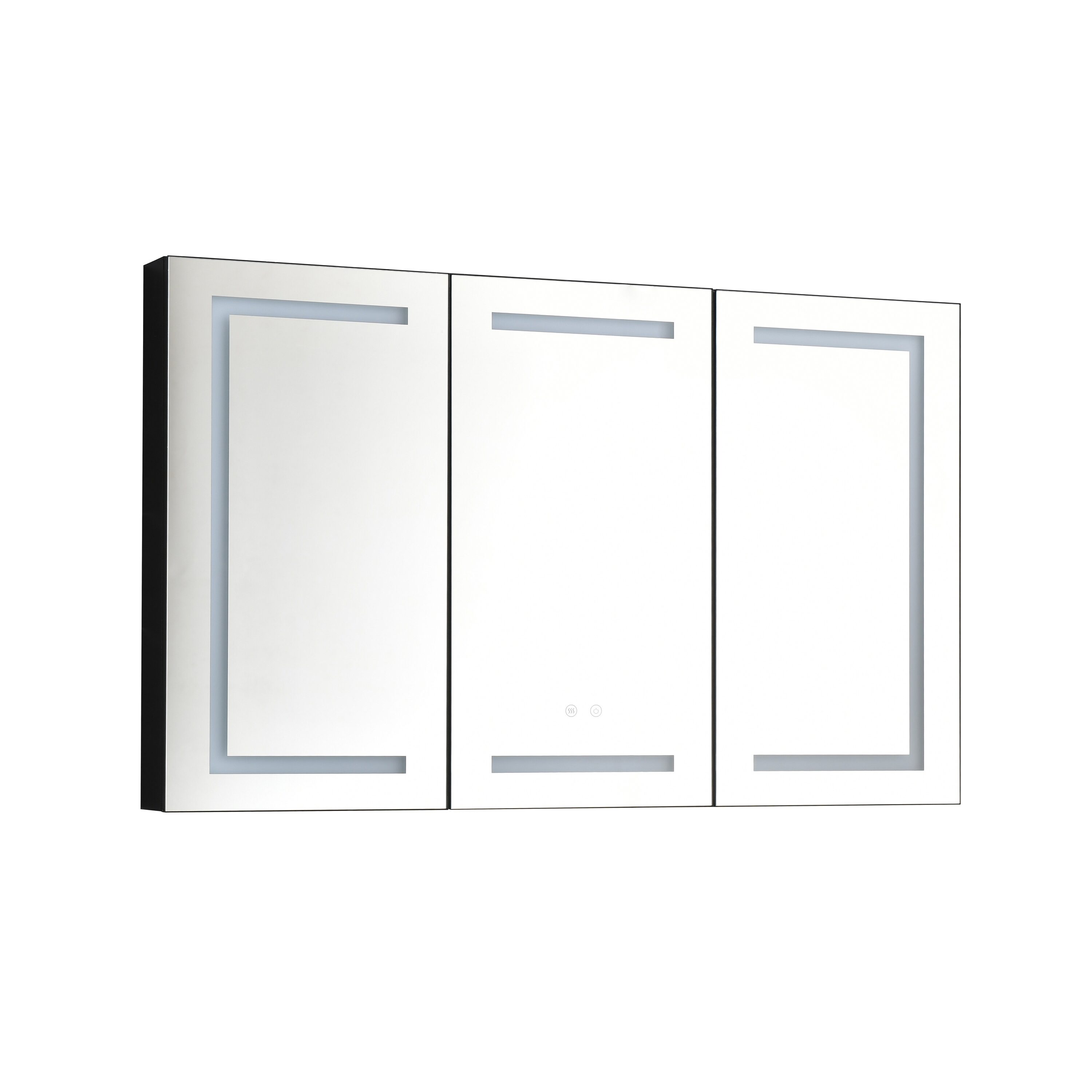 LIVACA 48 inch x 30 inch Matte Black Aluminum LED Mirror Medicine ...