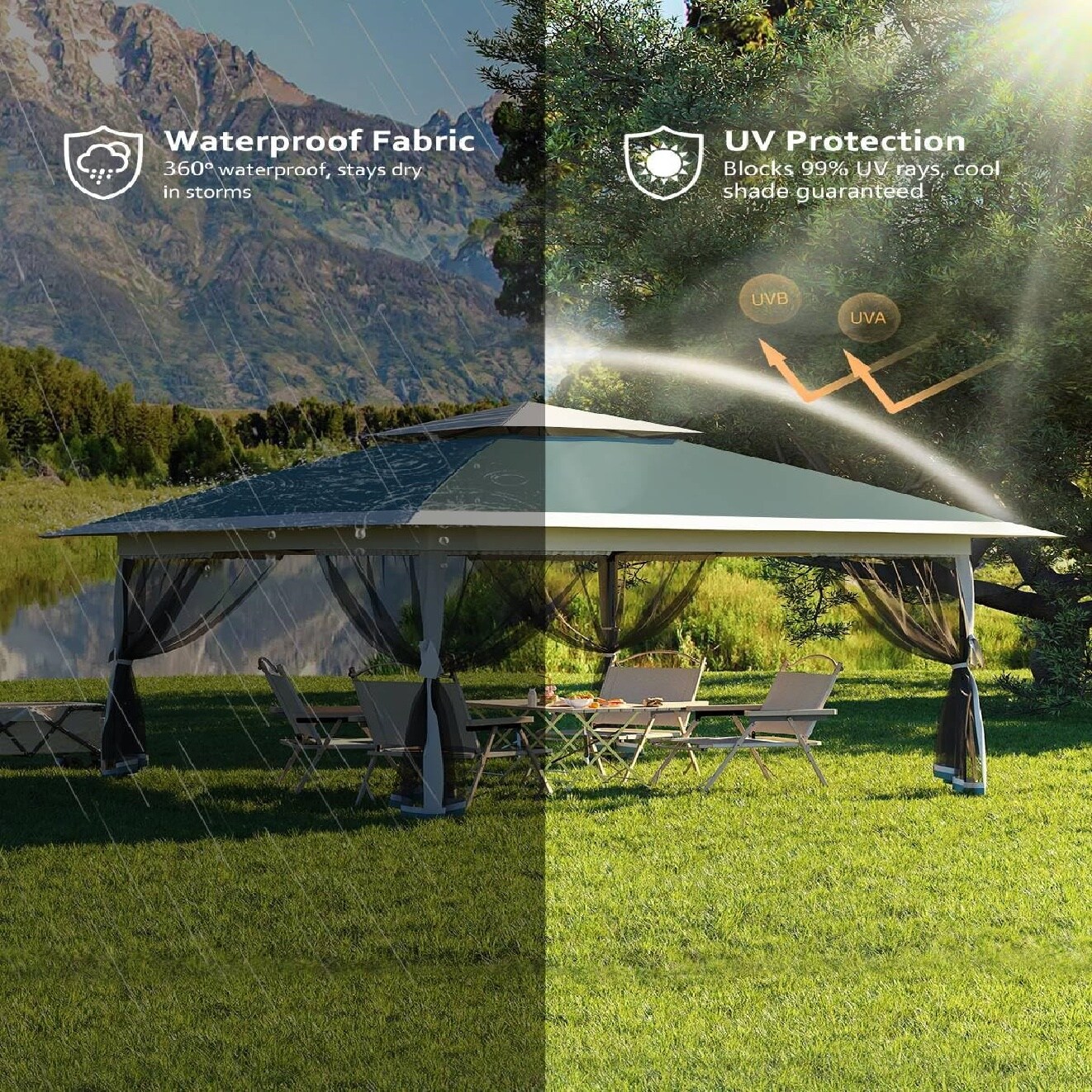 Garvee Pop Up Gazebo 12x12 Instant Setup Canopy Tent Mosquito Netting ...