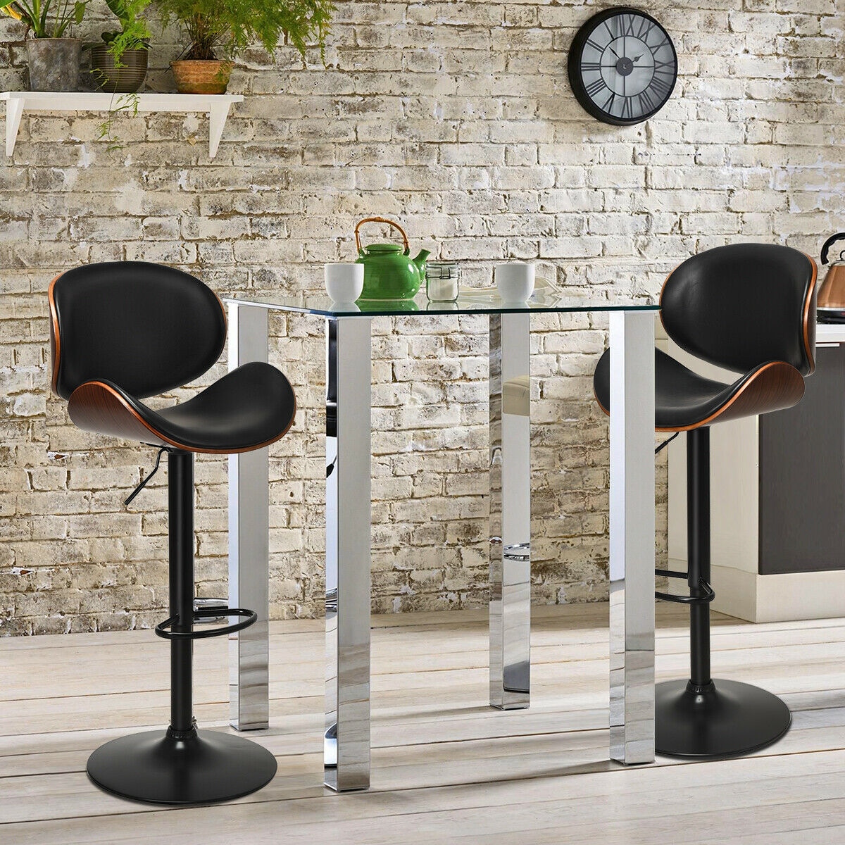 Ayelon Black 23.5-in H Adjustable Bar height Swivel Metal Bar Stool in ...