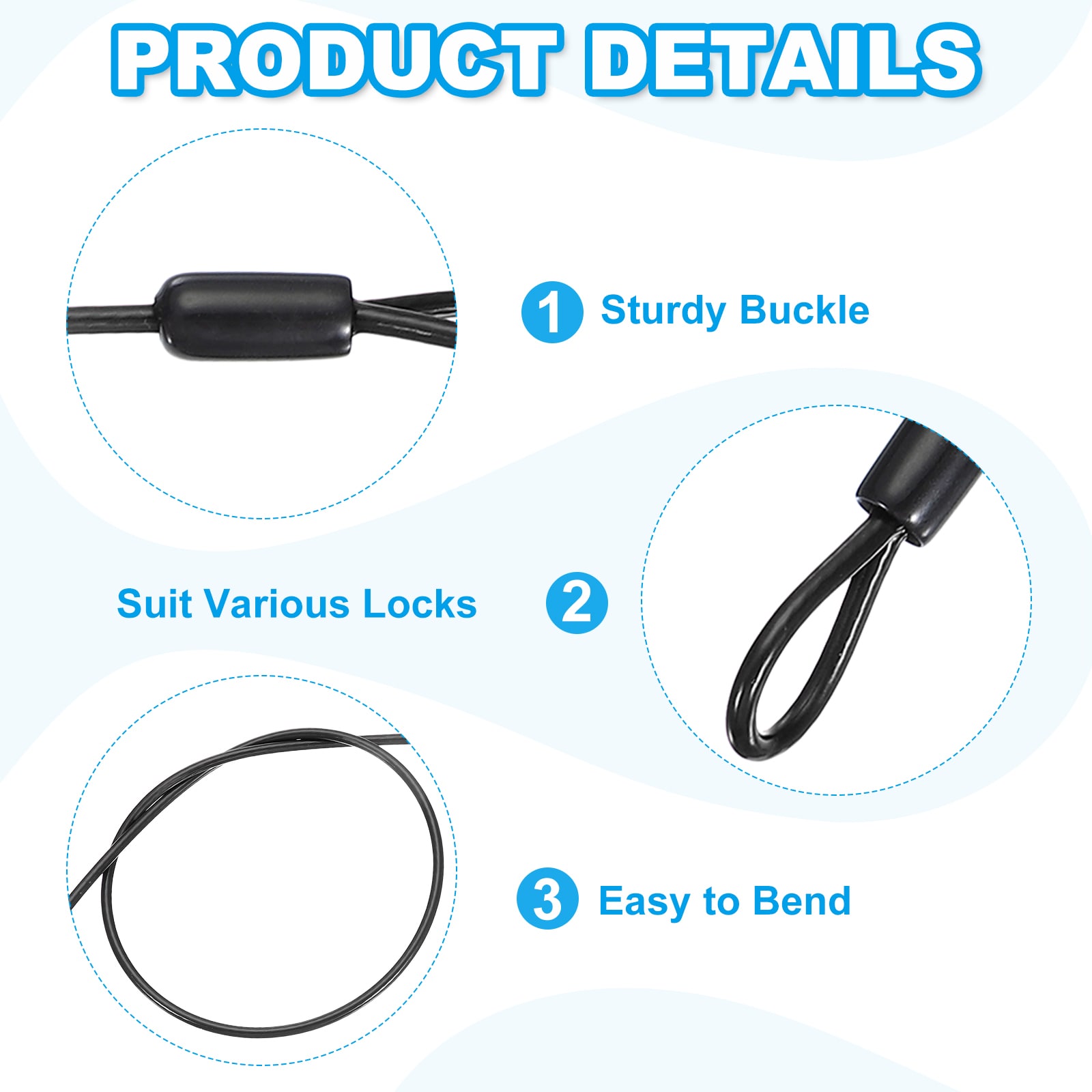 PATIKIL 3/16Inch Dia Vinyl Coated Stainless Steel Cable with Loops 4ft ...