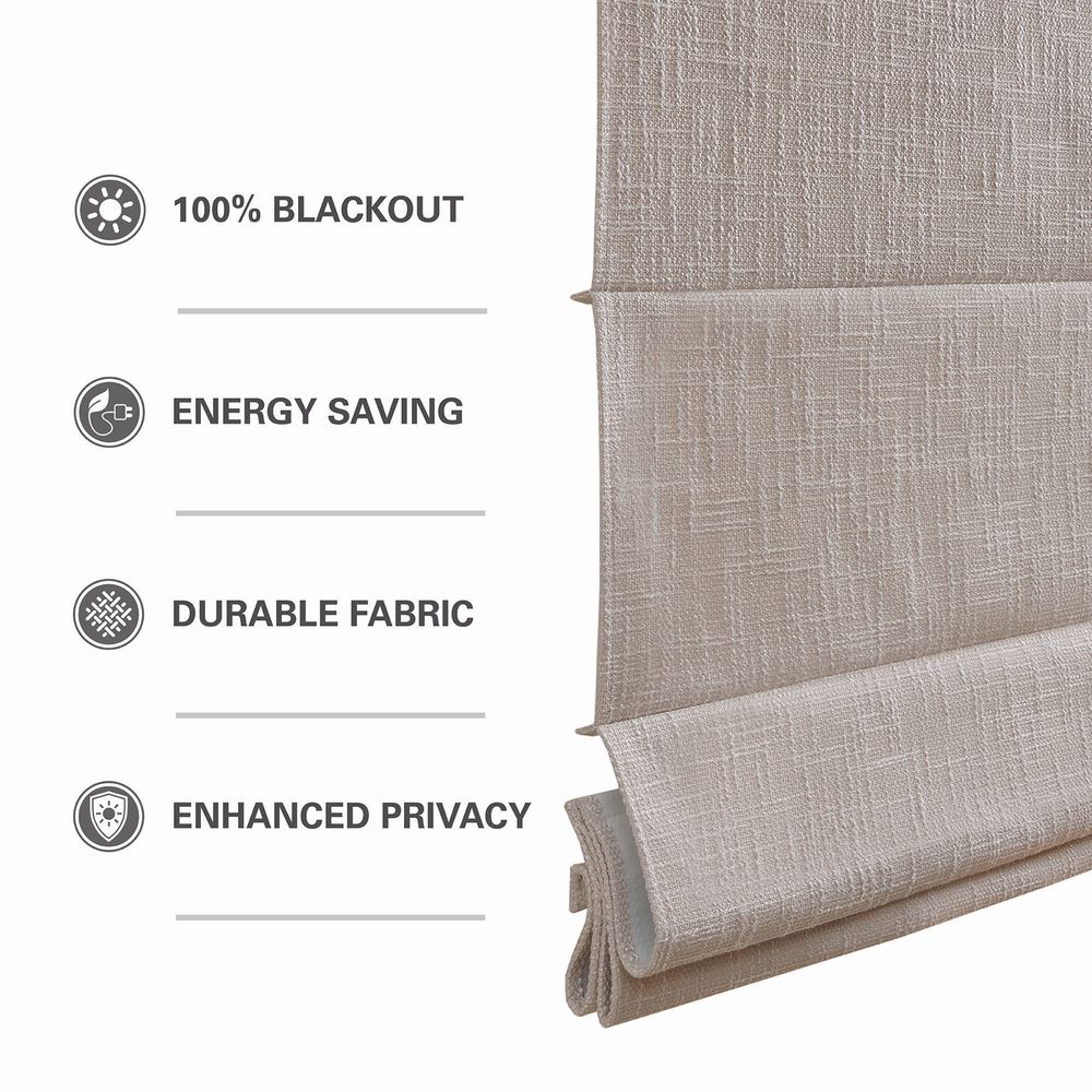 Blisstyle S 27x64 Inch Total Blackout Cordless Roman Shade Linen Linen ...