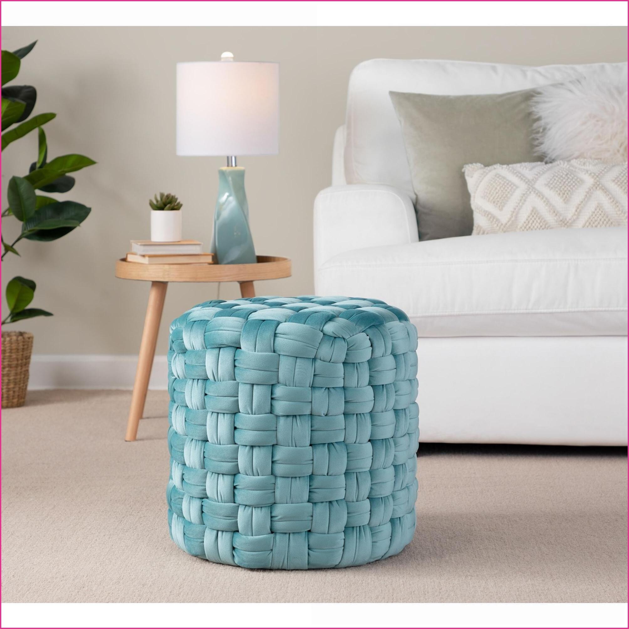 Watnature Ottoman 16 Round Contemporary Ice Blue Velvet by LumiSource ...