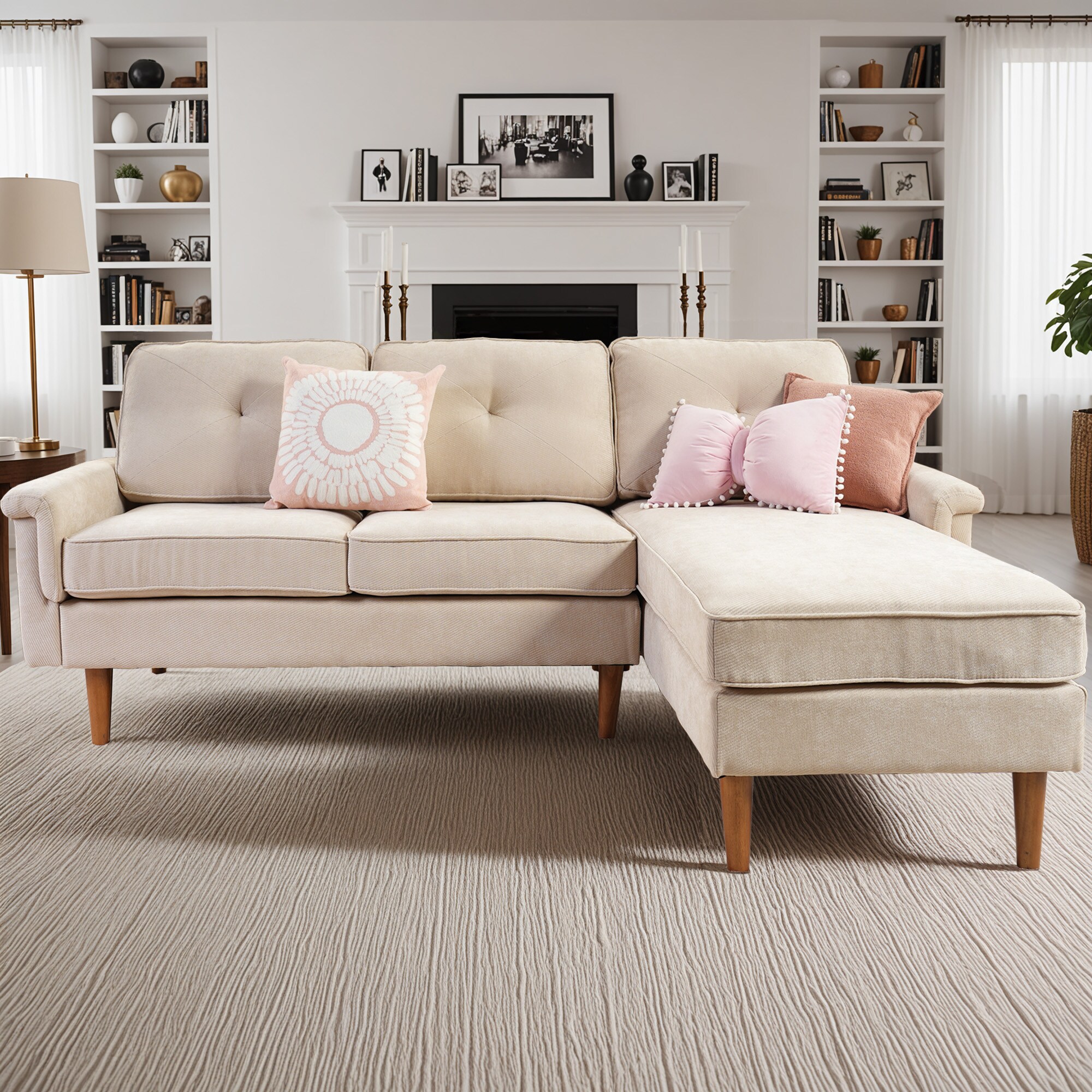 weaxty 84.61-in W Modern Beige Corduroy Sofa in the Couches, Sofas ...