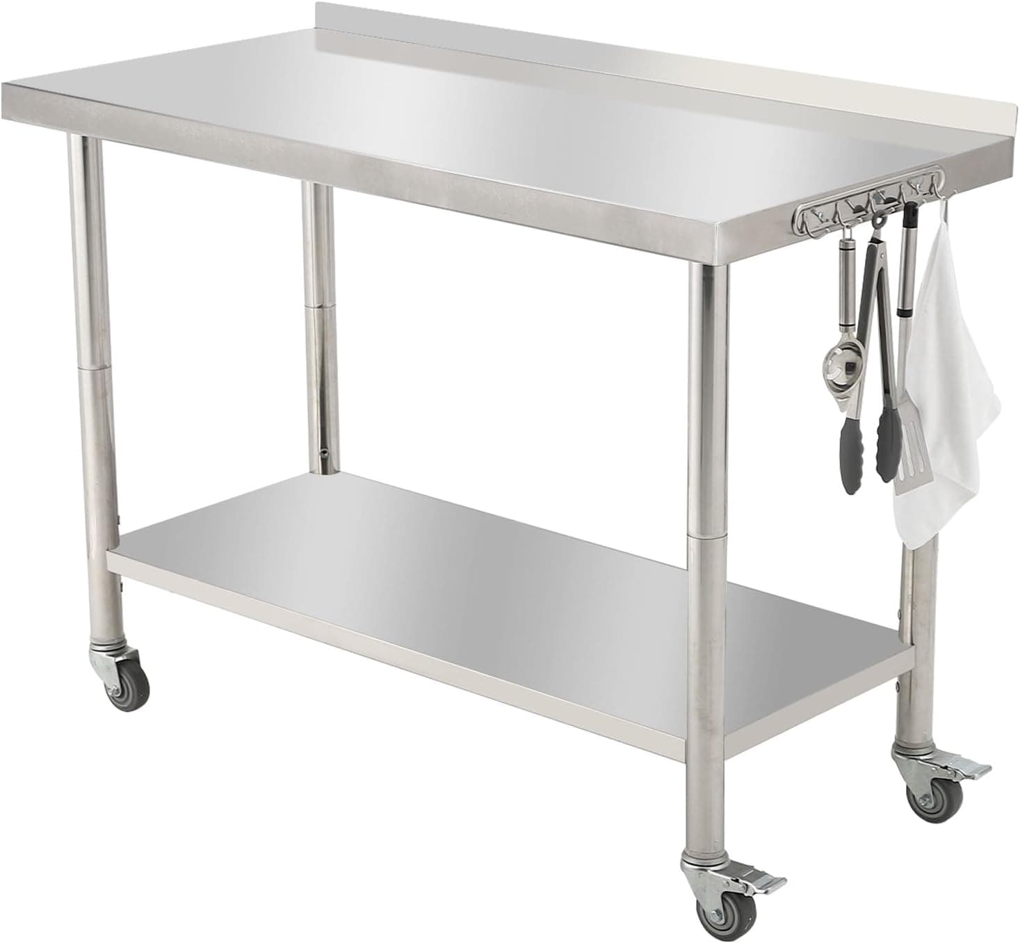 GAOMON 48x24 In Stainless Steel Work Table with Wheels Hooks and ...
