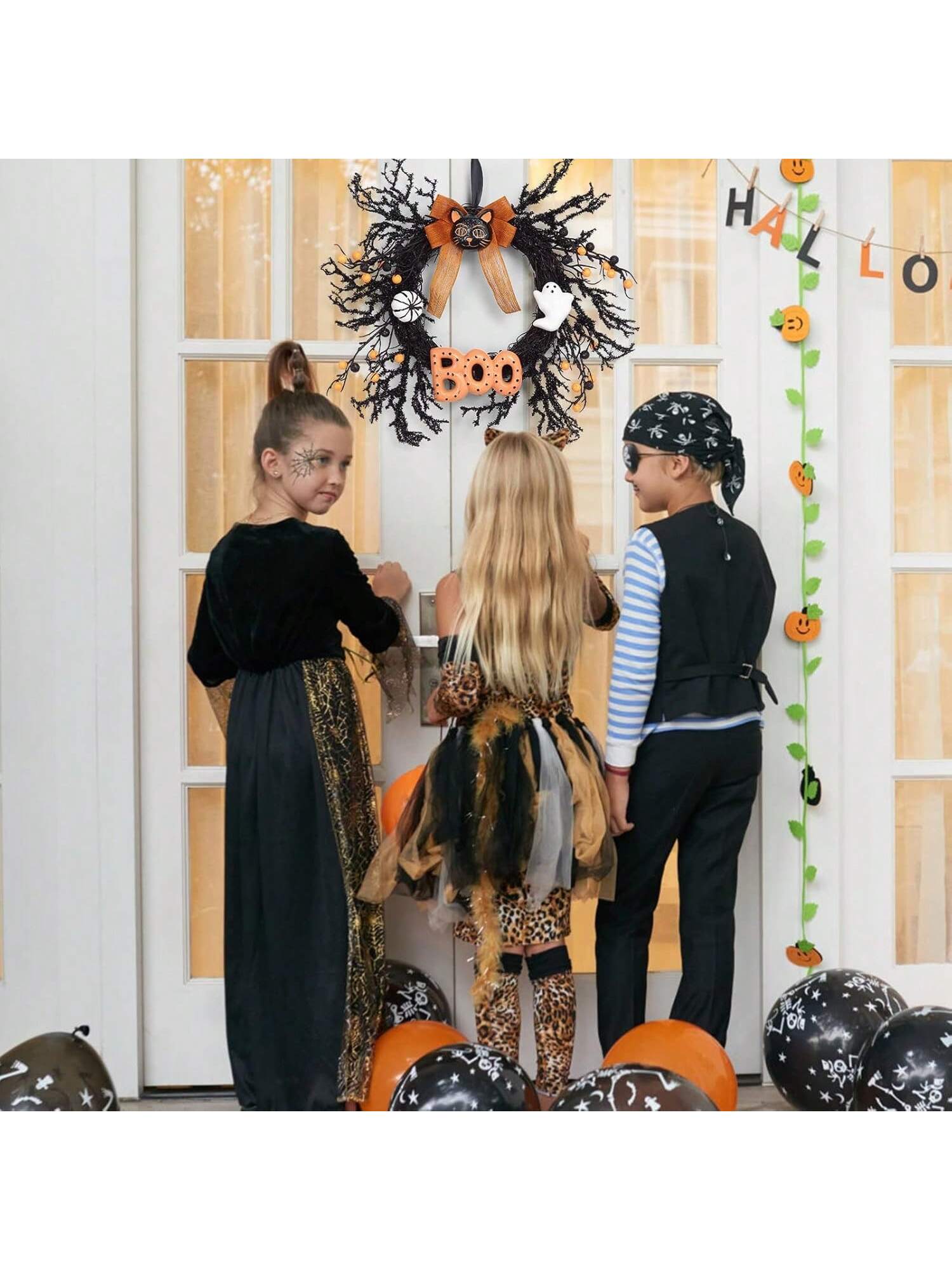 Qeetex Halloween Wreaths For Front Door. 18 Inch Fall Halloween Door ...