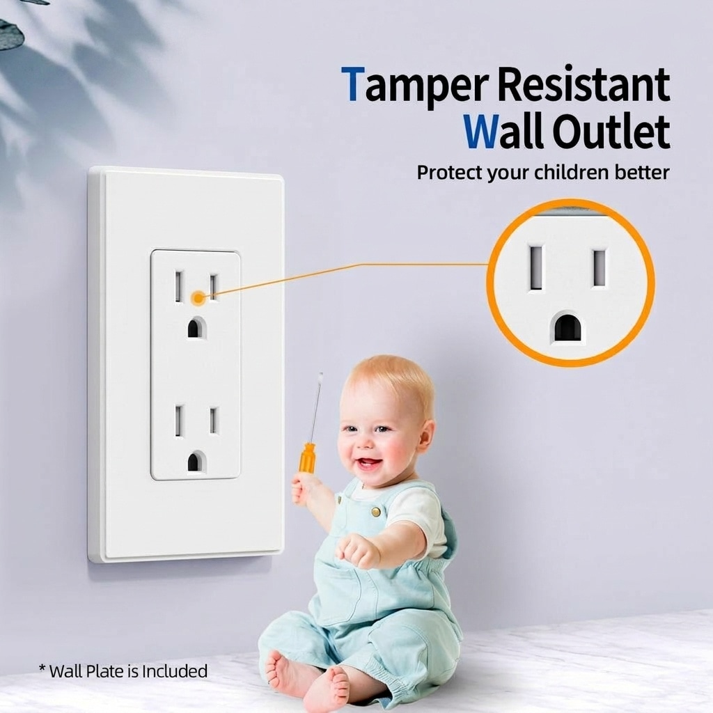 Misopily Matte White Tamper Resistant 15 Amp Self Grounding Electrical ...