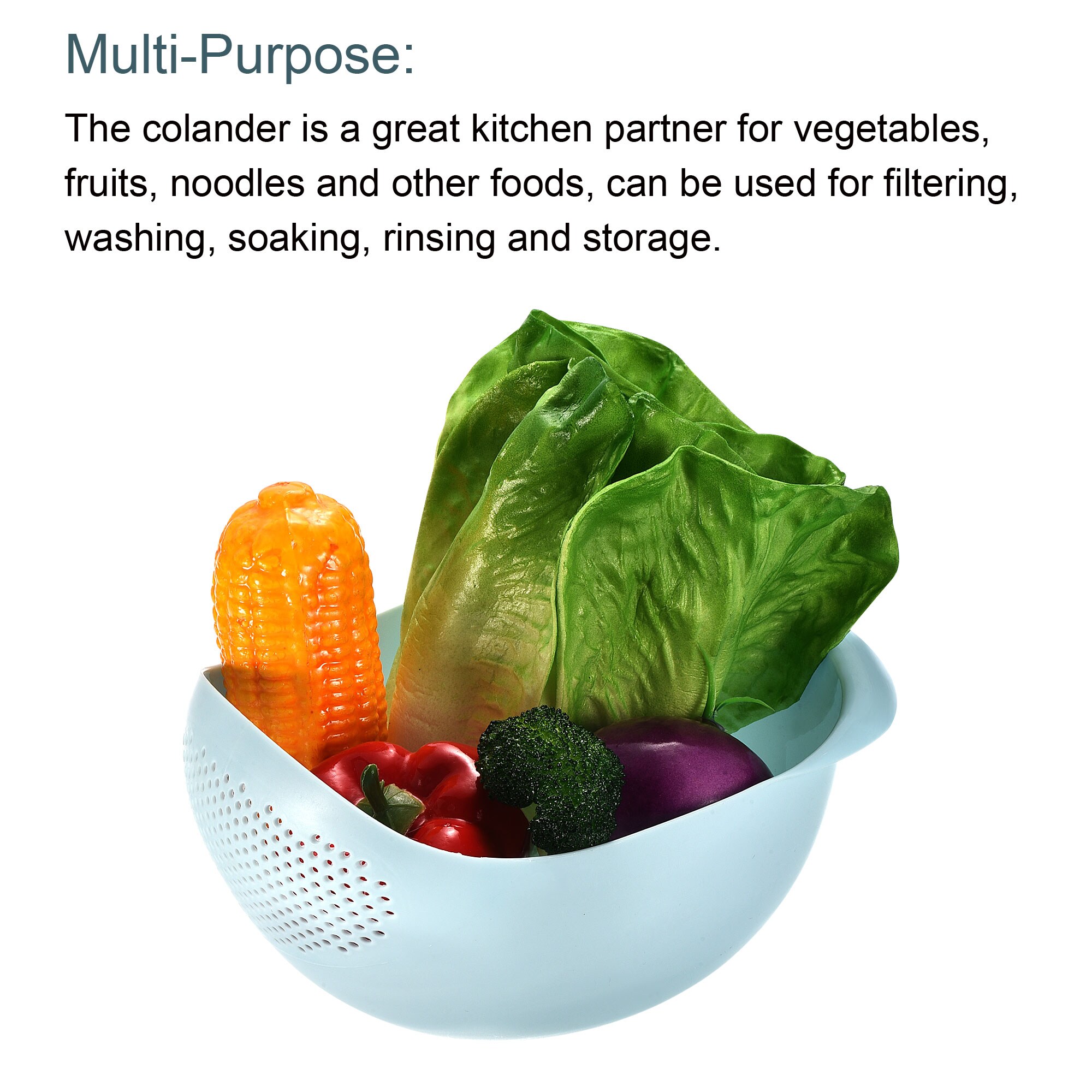 Unique Bargains 3pcs Rice Washing Bowl Vegetables Fruit Wash Colander ...