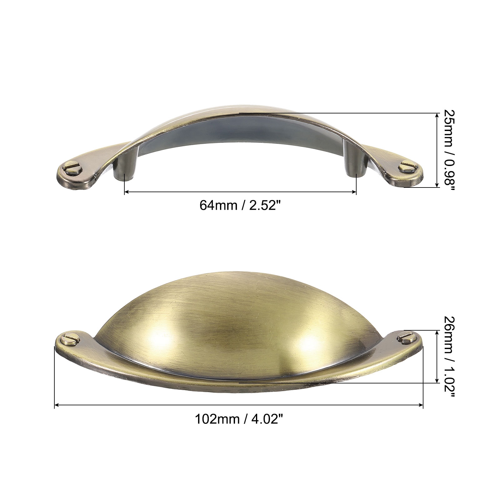 Unique Bargains Drawer Pulls 3pcs 2-1/2 Inch - Zinc Alloy Brushed Cup ...