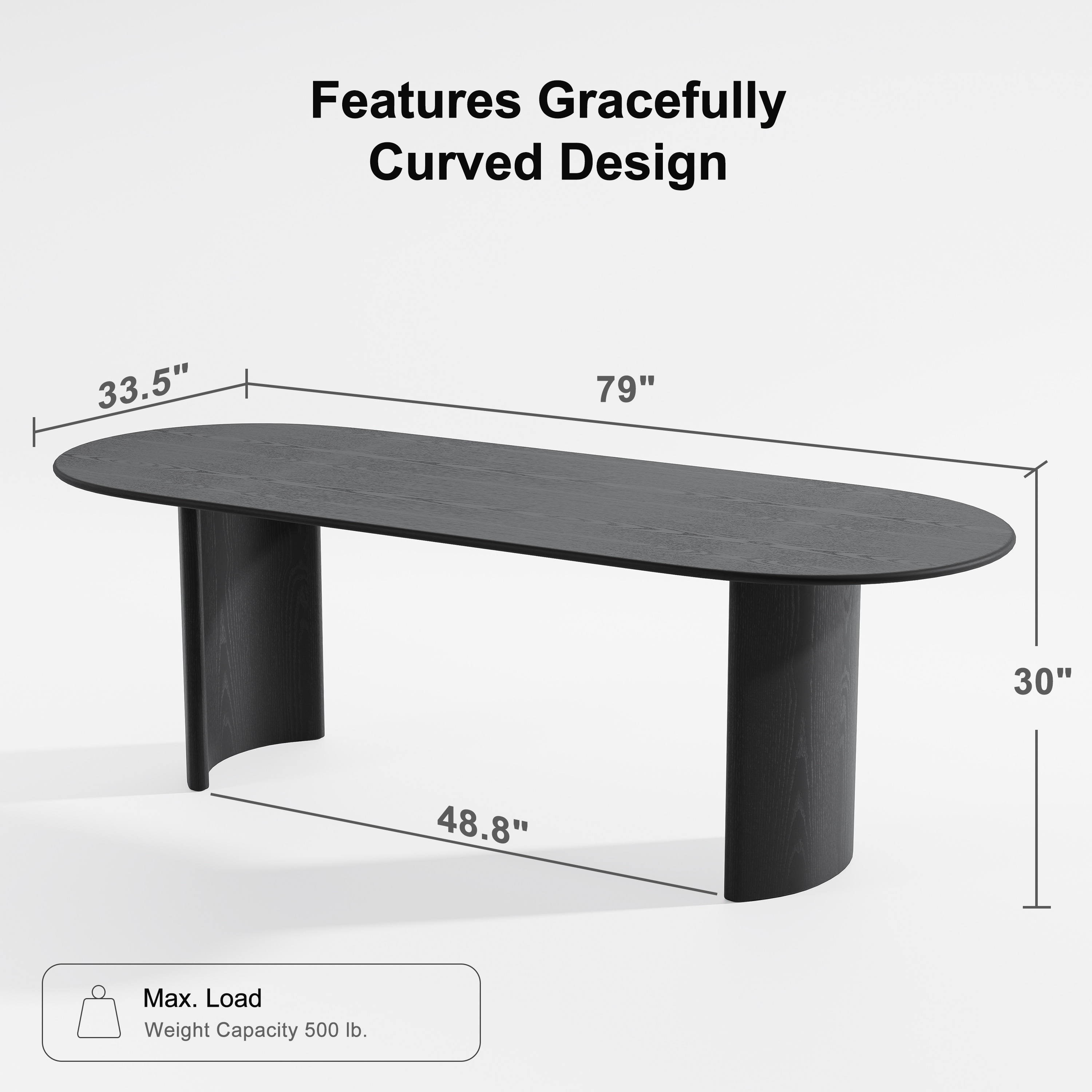 Wooakway 79 inch Solid Wood Oval Dining Table with Double Pedestal ...