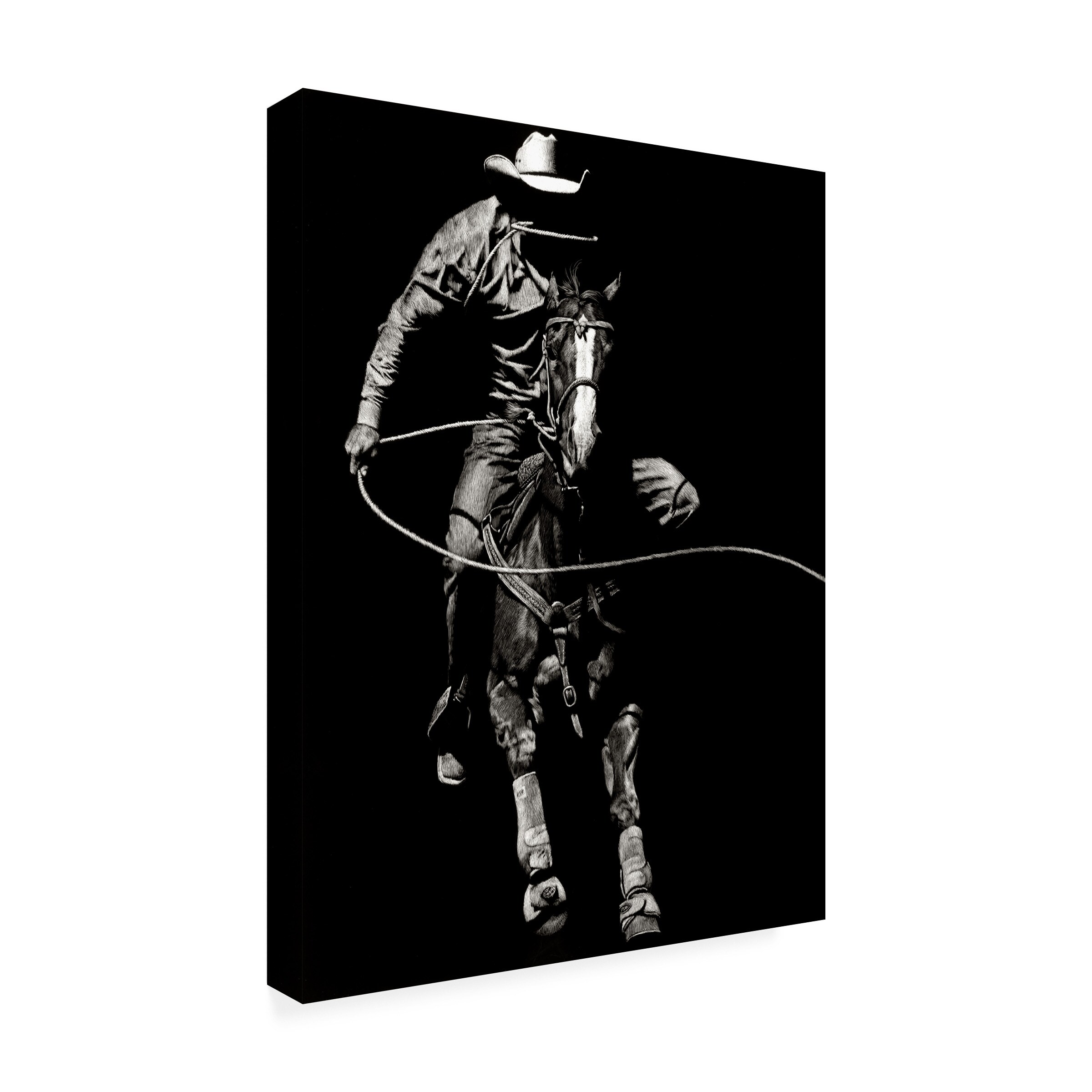 Trademark Fine Art Julie T. Chapman Scratchboard Rodeo Viii Canvas Art ...