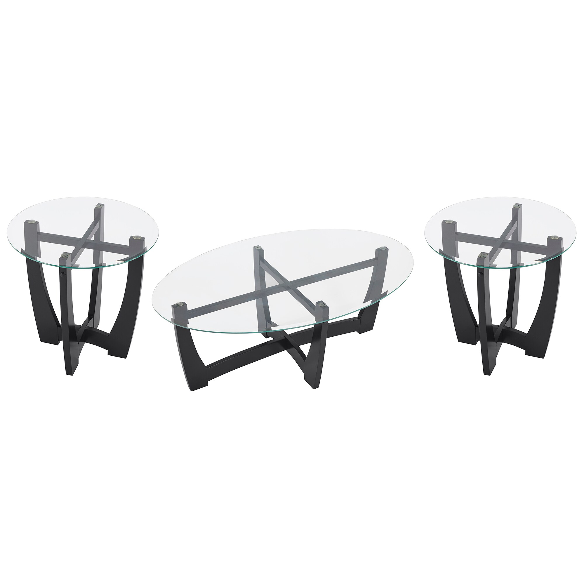 LUXEYARD round glass coffee table black round coffee table center table ...