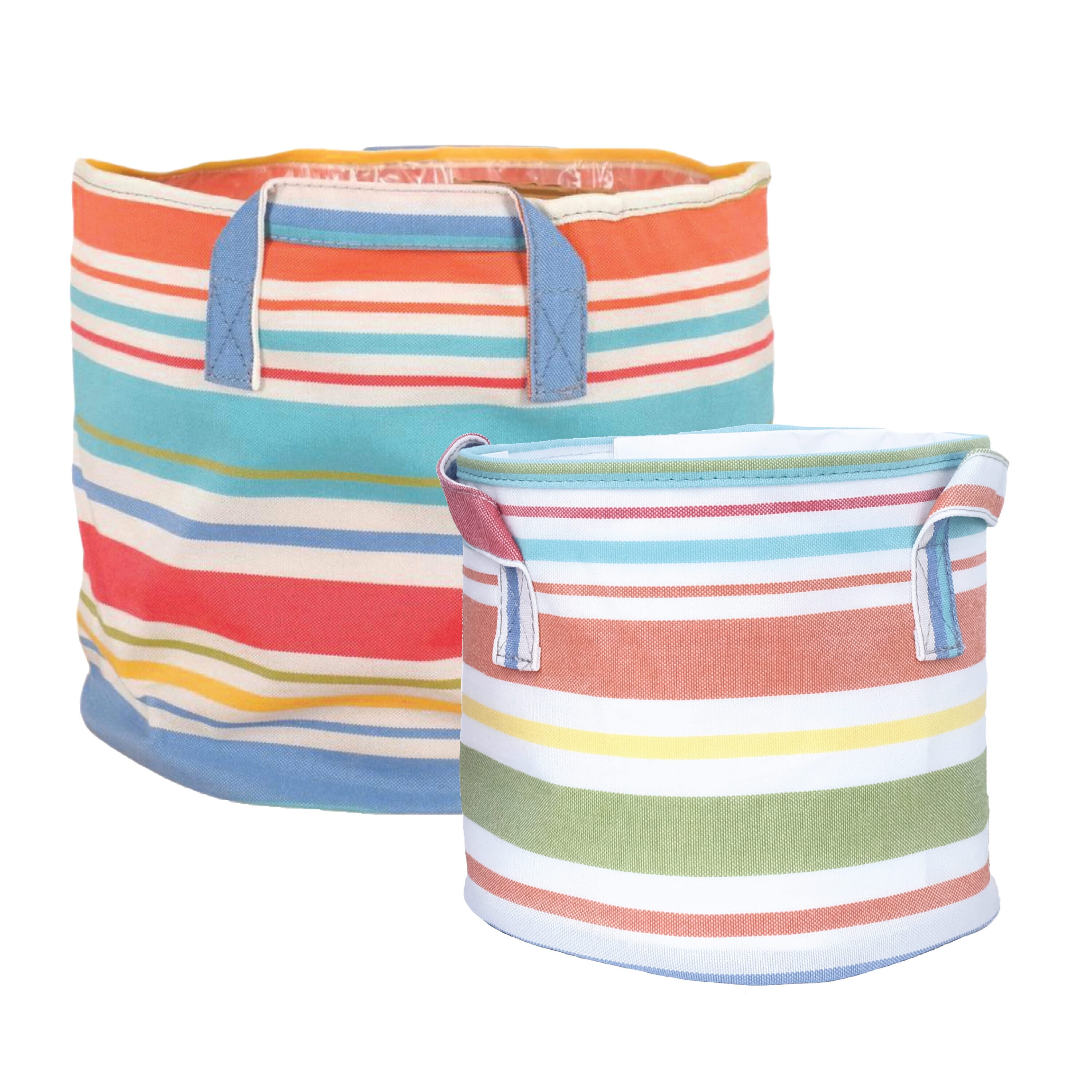 MPG Planters Set of 2 Large and Small Boho Pastel Multi-Color Fabric ...