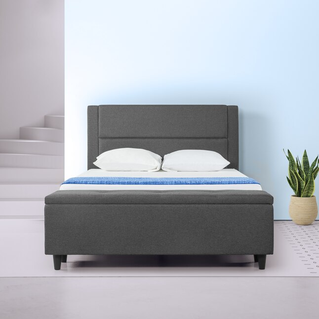 Zinus Gray King Metal Upholstered Bed with Storage in the Beds ... Zinus Gray King Metal Upholstered Bed with Storage in the Beds ...