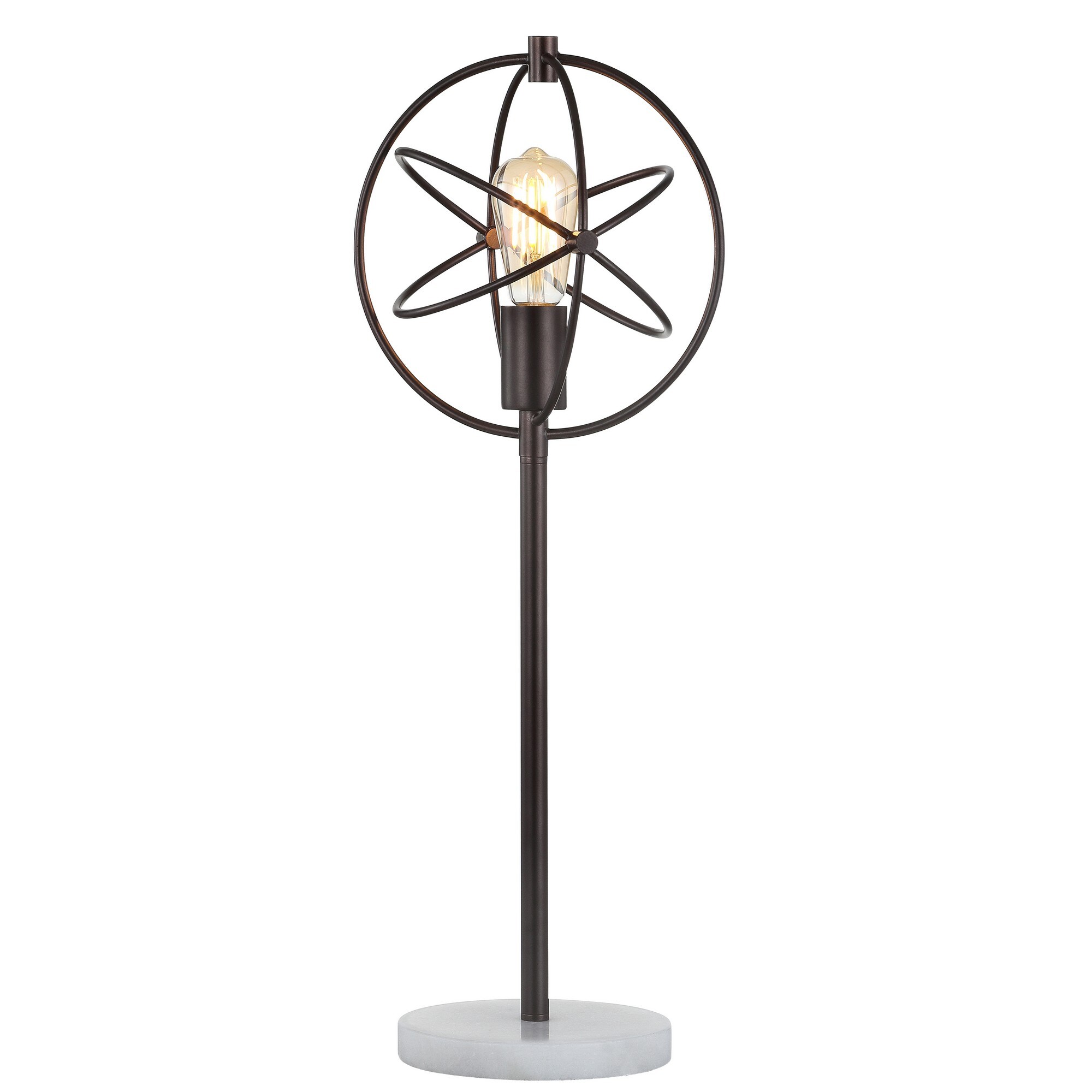 JONATHAN Y Atomic Caged 26.5-in. Edison Bulb Metal/Marble Modern LED ...
