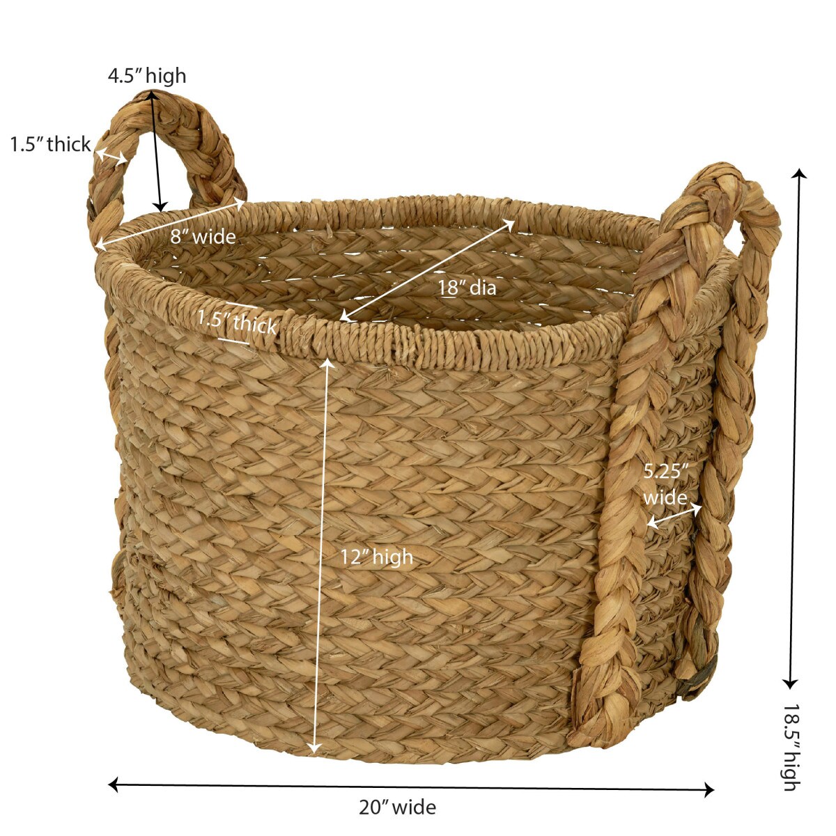 Household Essentials Large Wicker Storage Basket Floor Basket with ...