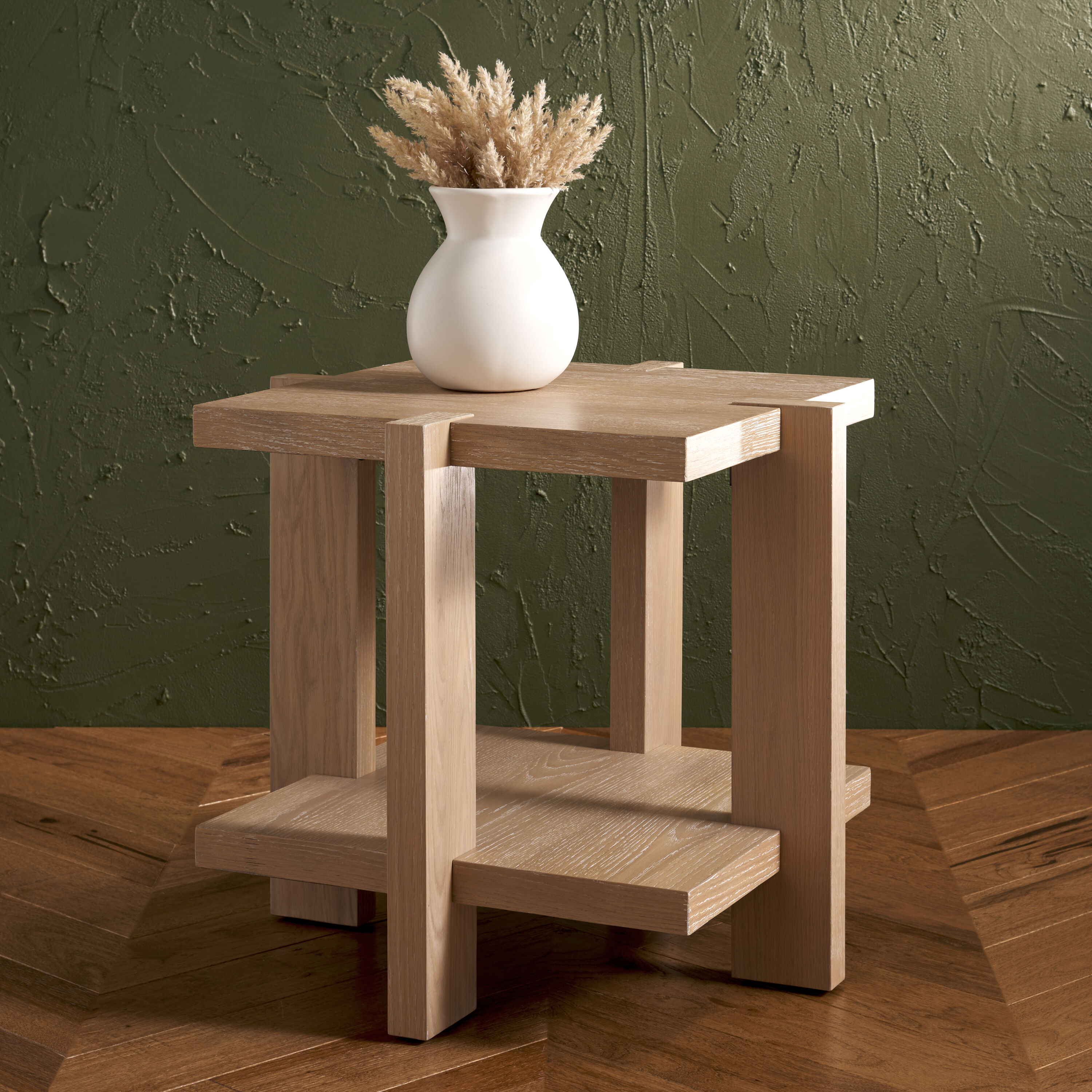 Safavieh Nicolella Modern Style Square Glass And Linen Accent Table ...