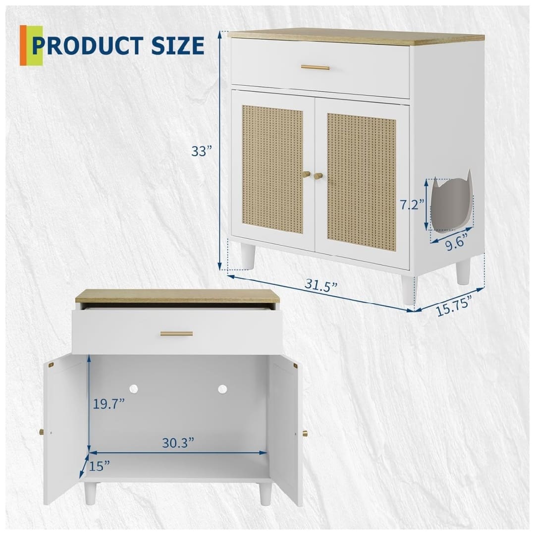 Qeetex Cat Litter Box Enclosure Furniture Hidden Wooden Dog Proof Cat ...