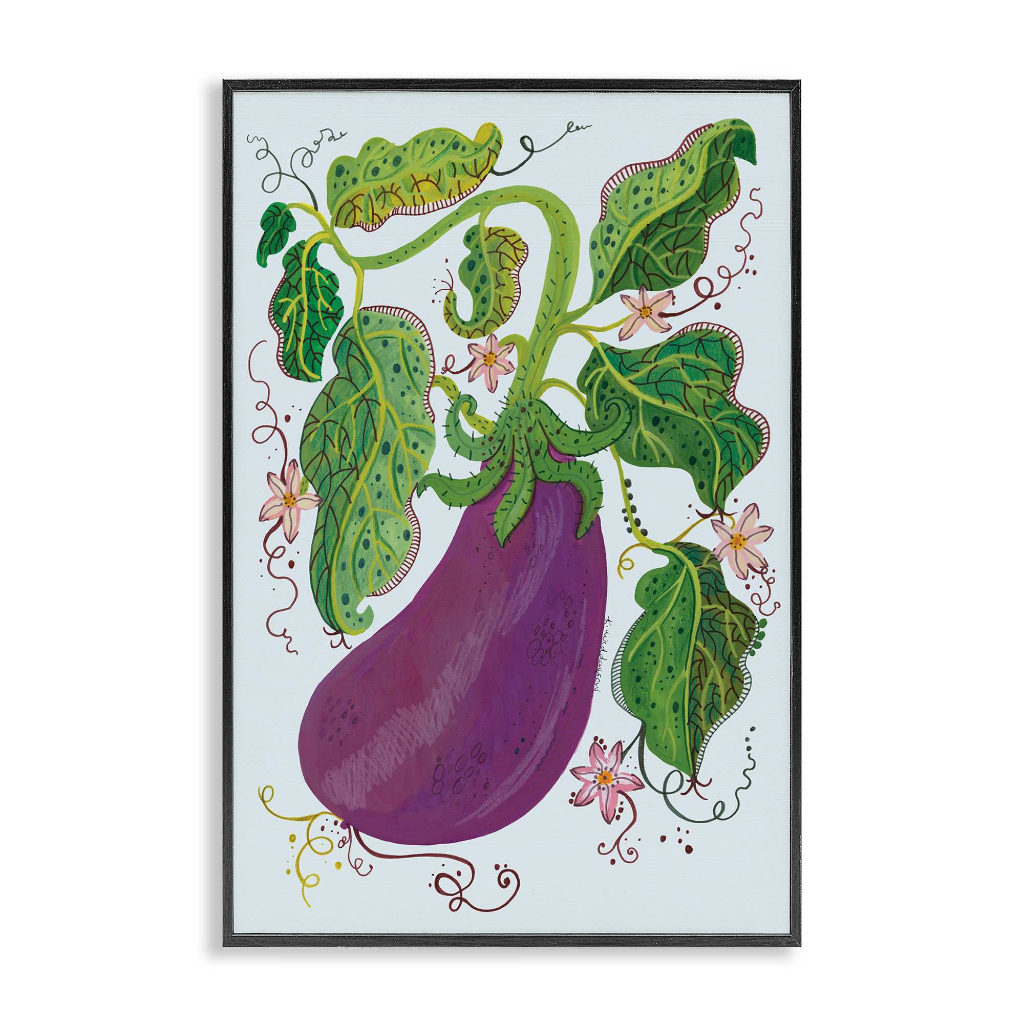 Stupell Industries Whimsical Detail Eggplant Black Framed Giclee Art By ...