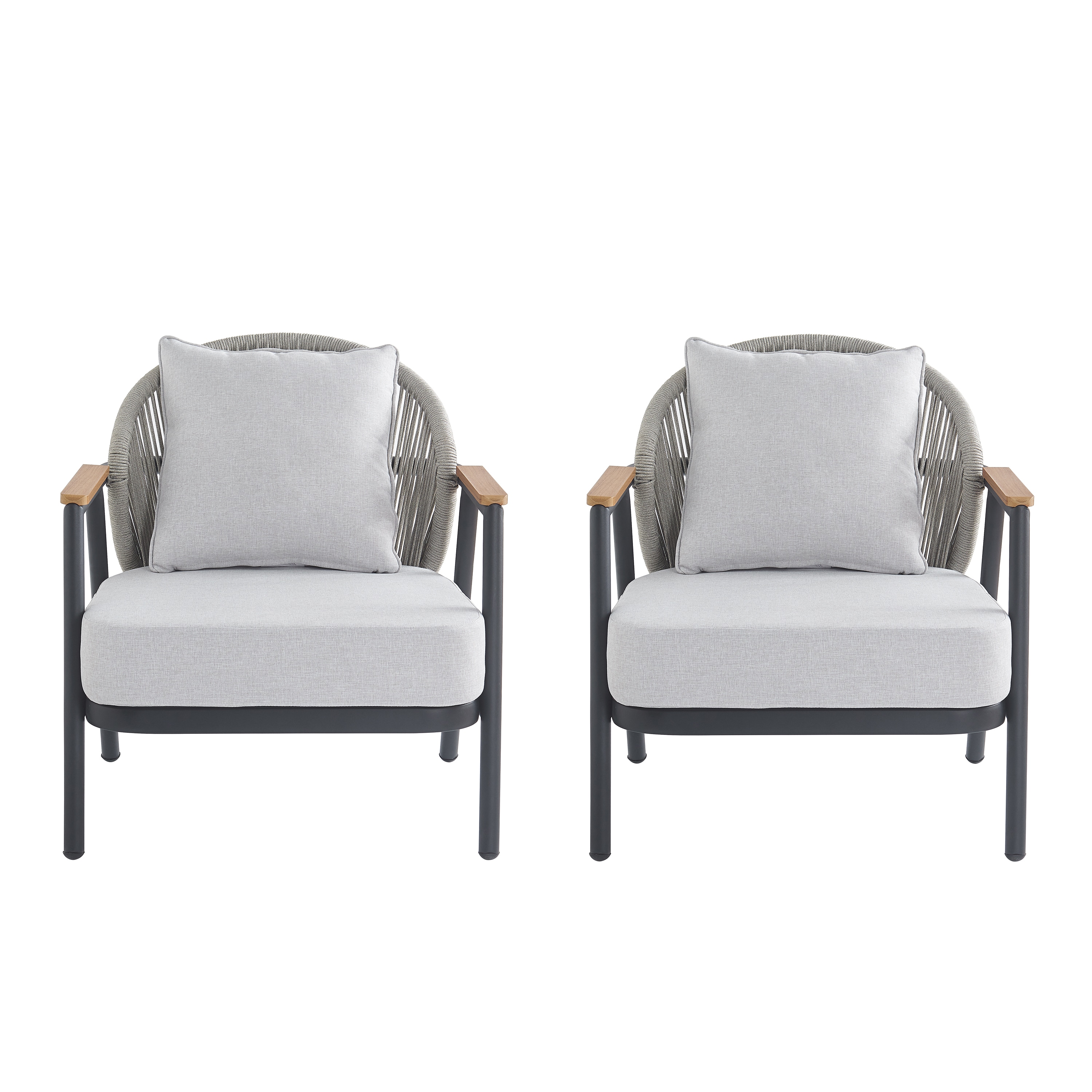 Tatayosi Orla Outdoor Rope Club Chair Gray Finish Frame With Gray ...