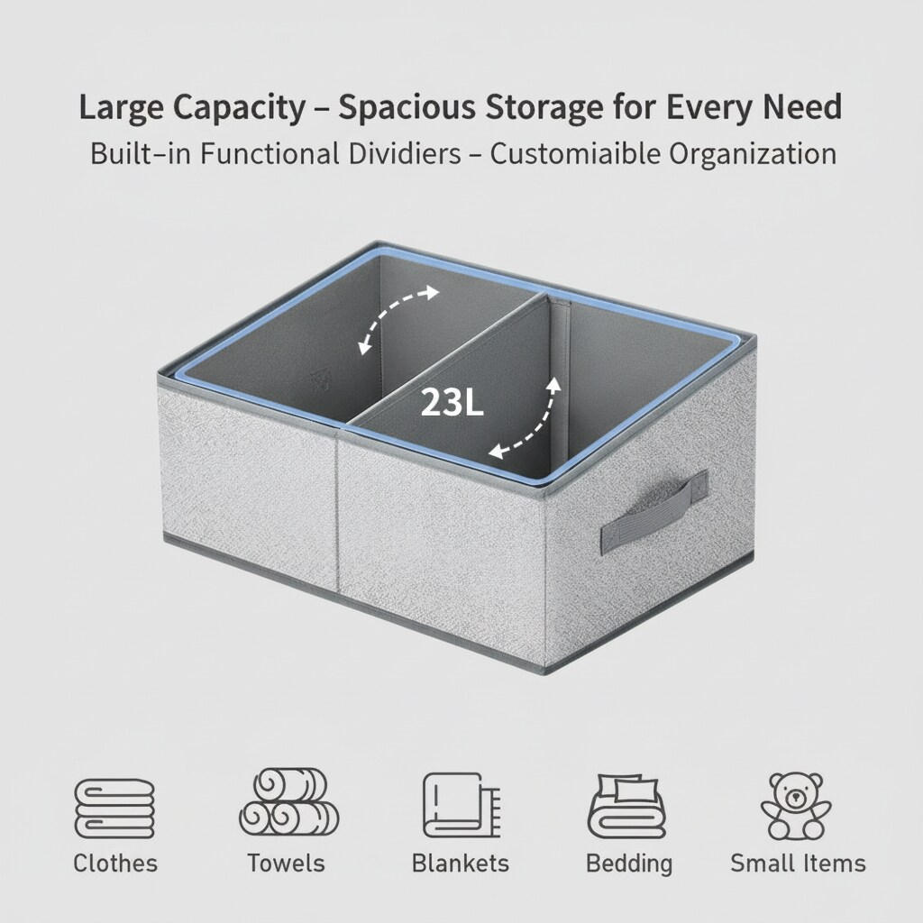 Baginizer Fabric Trapezoid Storage Baskets 6 Pack Large with Handles ...
