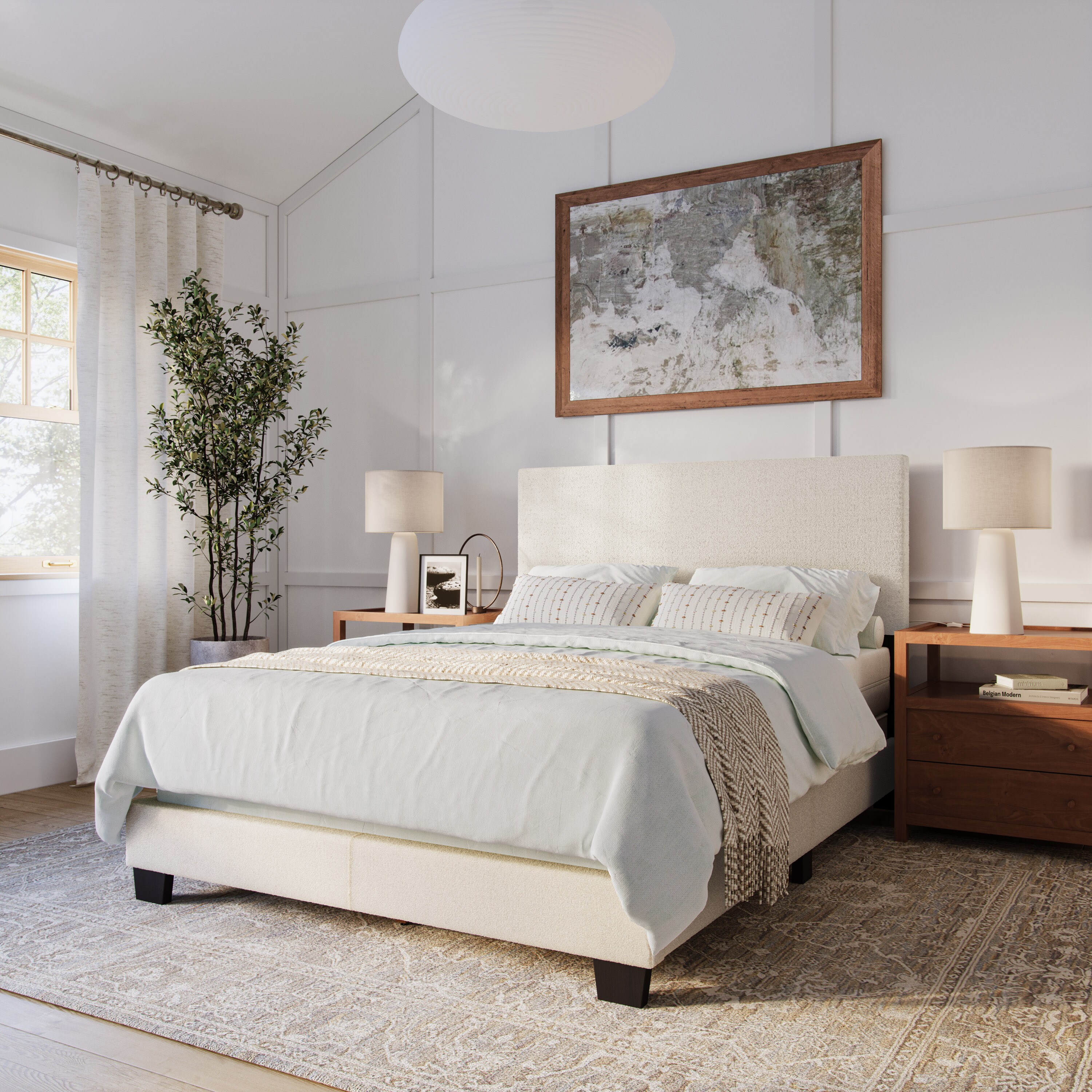 CorLiving Full Off-white Wood Bed Frame with Headboard at Lowes.com
