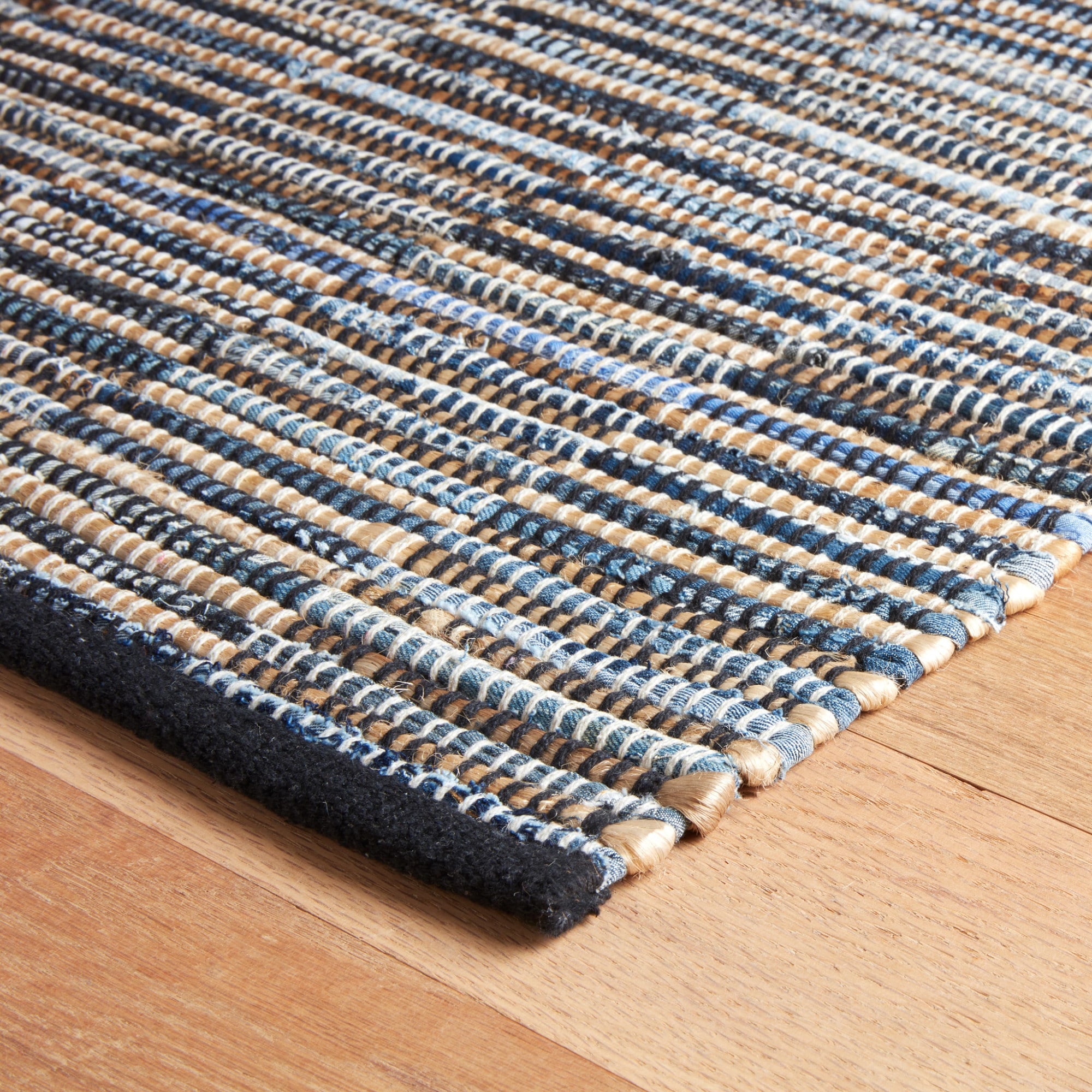 DASH & ALBERT Denim 9 x 13 Rag Gridwork Handwoven Cotton Rug in the ...