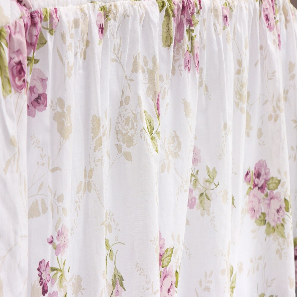 3 Pc Soft Breathable Bed Skirt Set Pink Rose Floral Printed With 2 ...