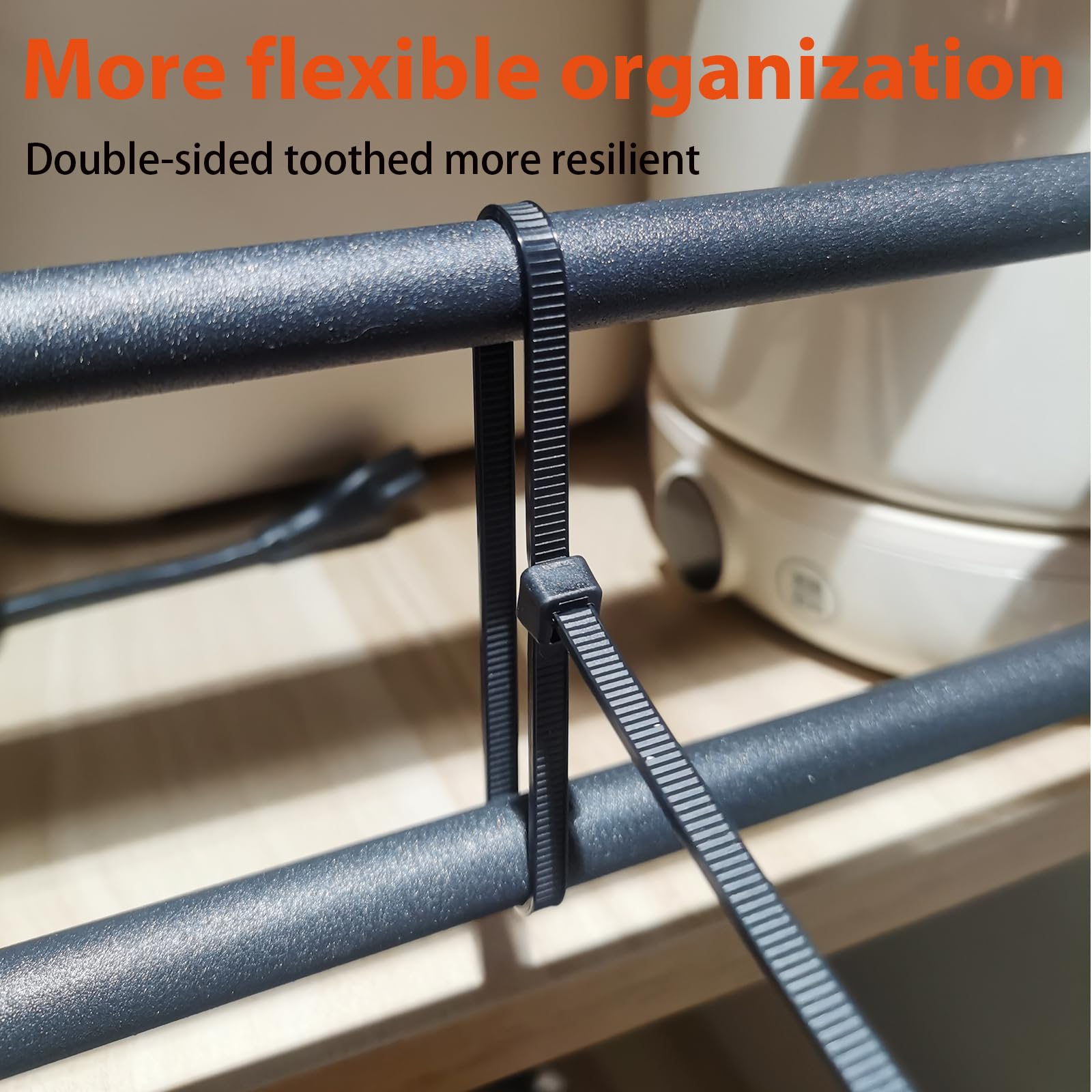 Etokfoks 400 Pack Heavy Duty Cable Wire Ties 8 12 14 18 Inch Double ...