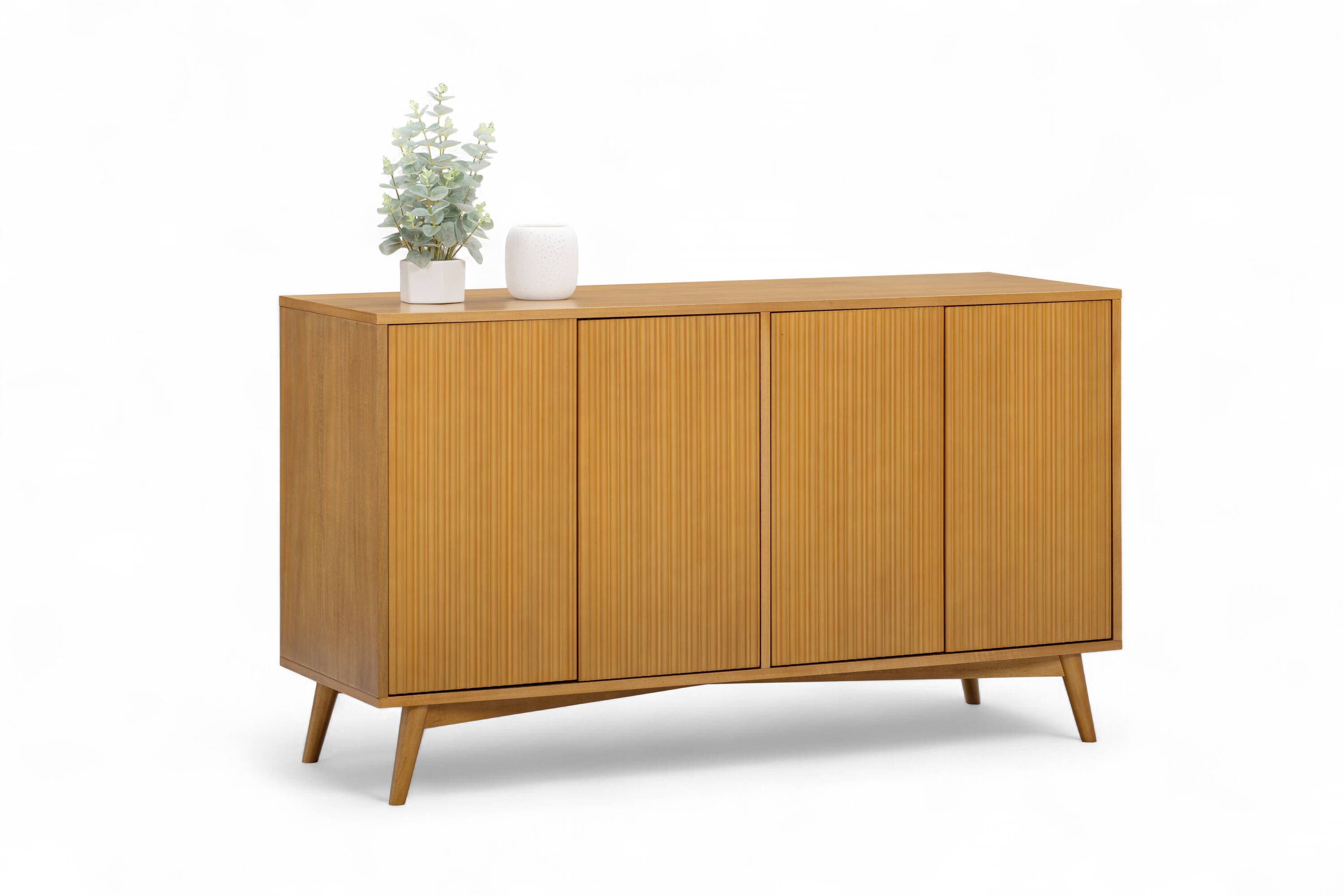 Teamson Home Tremolo 55 in. W Fluted Sideboard Cabinet with 4 Push-Open ...