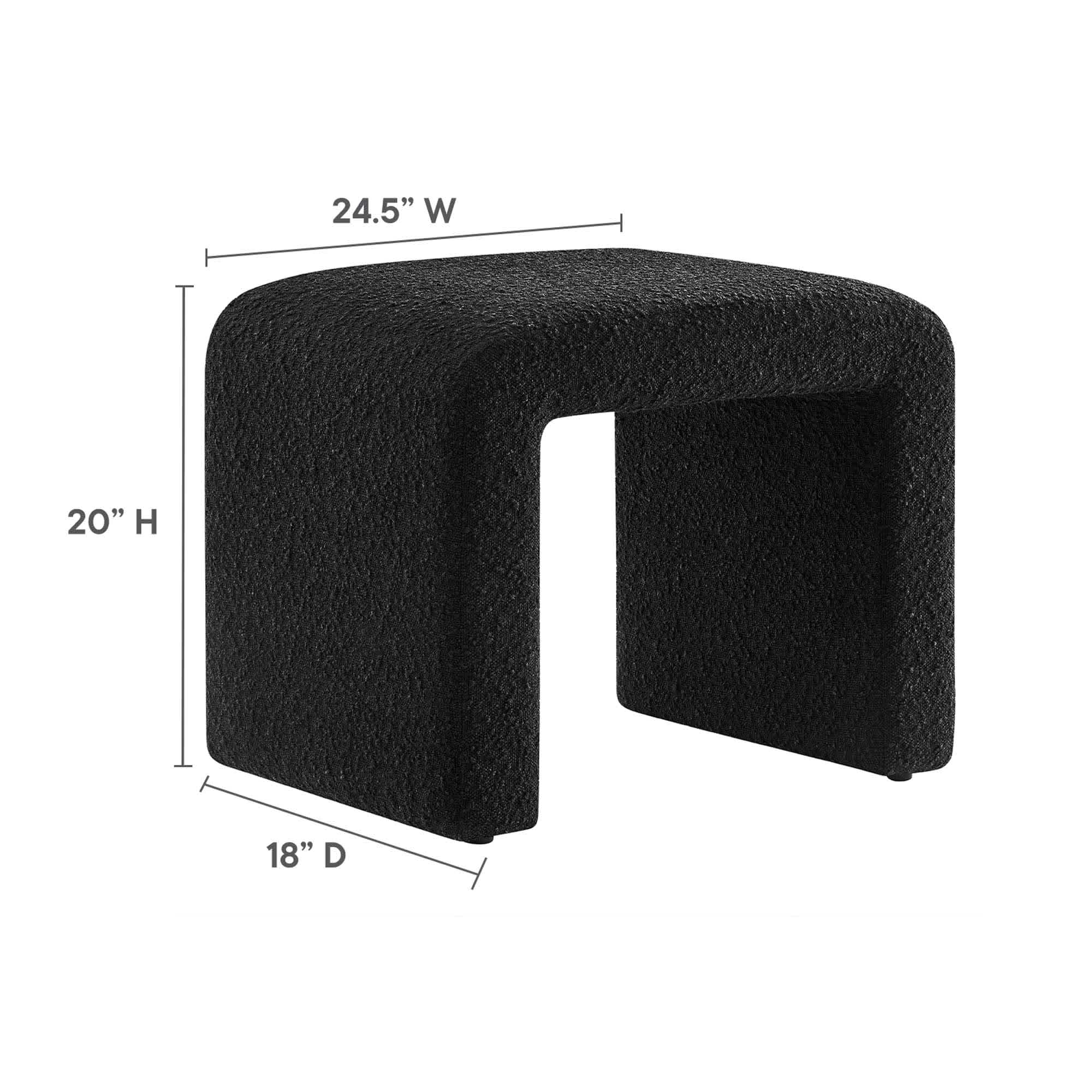 Modway Simba Boucle Fabric Waterfall Stool in Black in the Ottomans ...