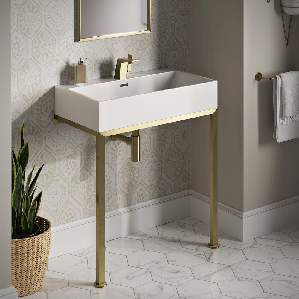 Swiss Madison Concorde 30 Rectangle Console Sink with Brushed Gold Legs ...