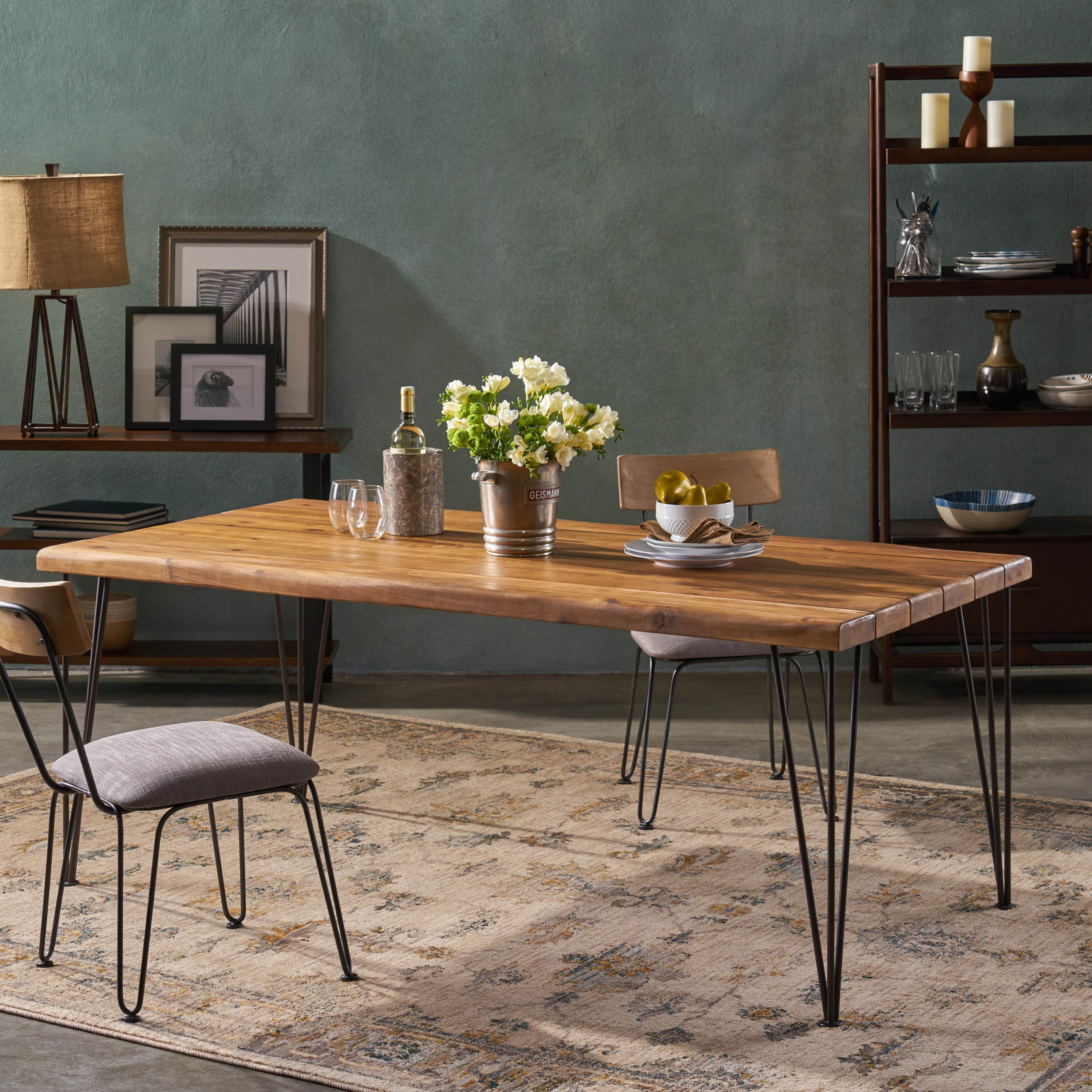 Blisstyle Zion Industrial Wood and Metal Rectangular Dining Table ...
