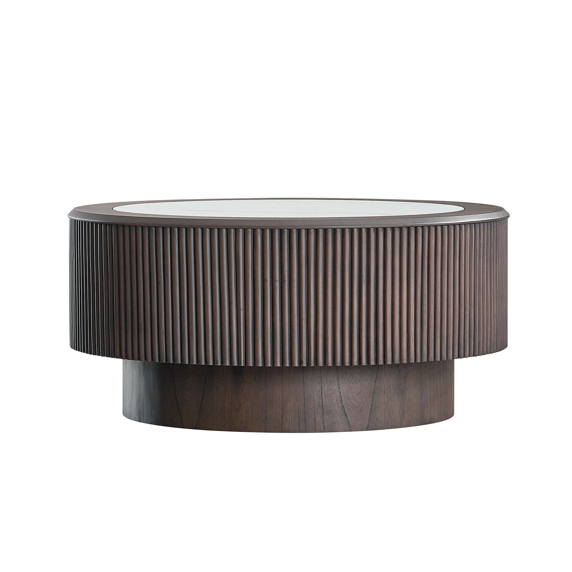 GDFStudio Carysfort Modern Faux Marble Round Coffee Table in the Coffee ...