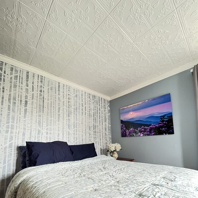 A La Maison Ceilings 1.67-ft x 1.67-ft Ivy Leaves Plain White ... A La Maison Ceilings 1.67-ft x 1.67-ft Ivy Leaves Plain White ...
