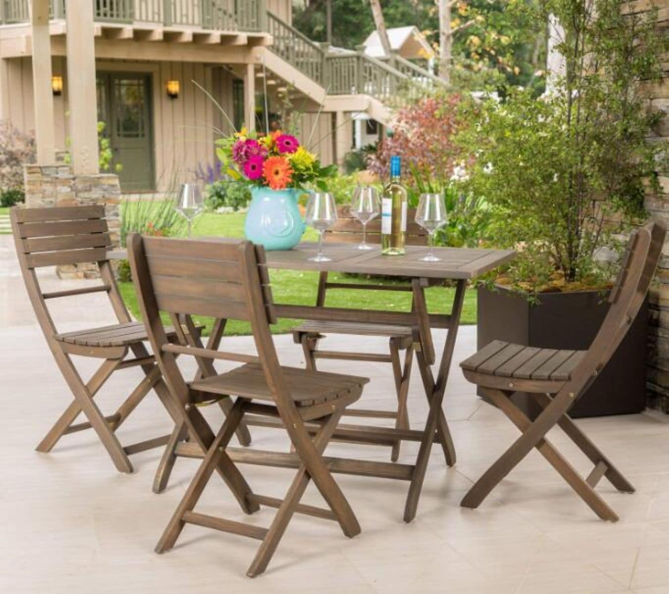 POSITANO FOLDABLE DINING SET, GREY Patio Furniture at Lowes.com