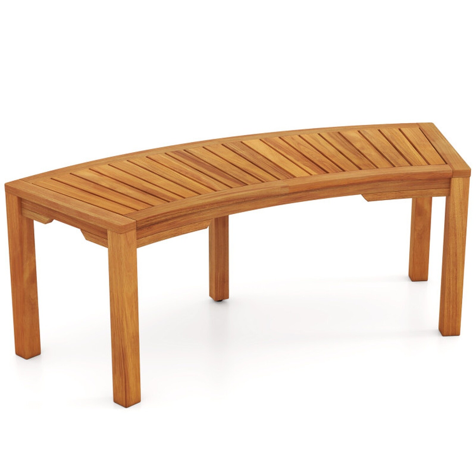 SUGIFT 2-Person Outdoor Bench Acacia Wood Curved Garden Bench in the ...