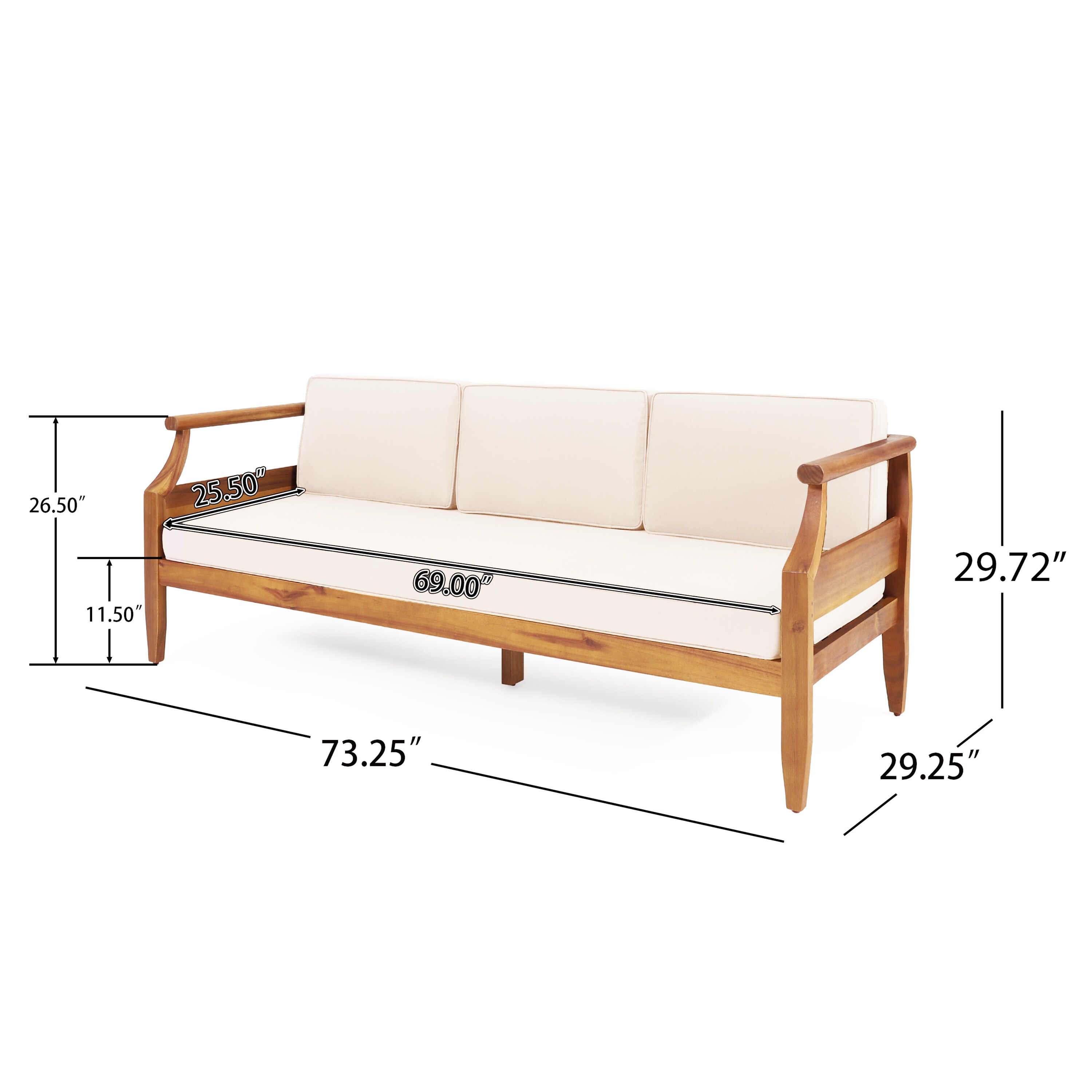 Christopher Knight Home Aston Outdoor Acacia Wood 3 Seater Sofa By ...