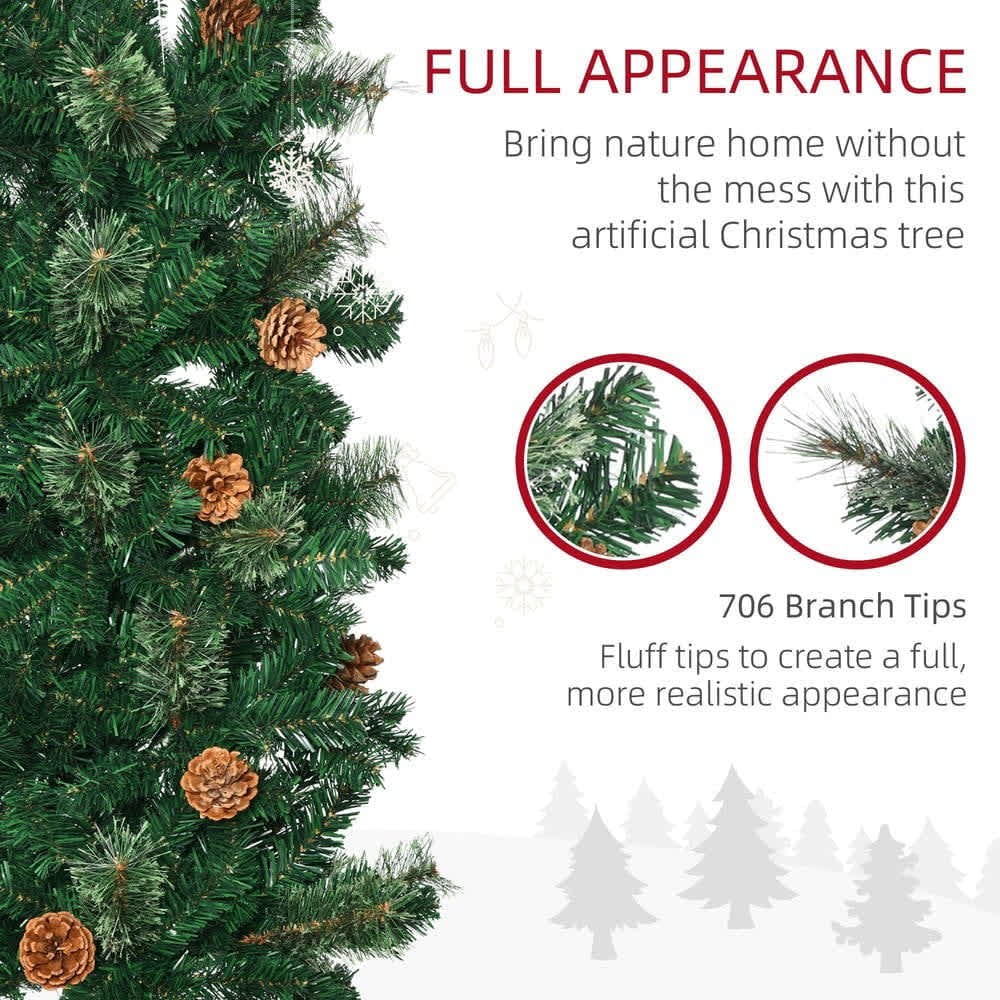 Choco Moon 7.5ft Slim Artificial Pencil Christmas Tree with Realistic ...