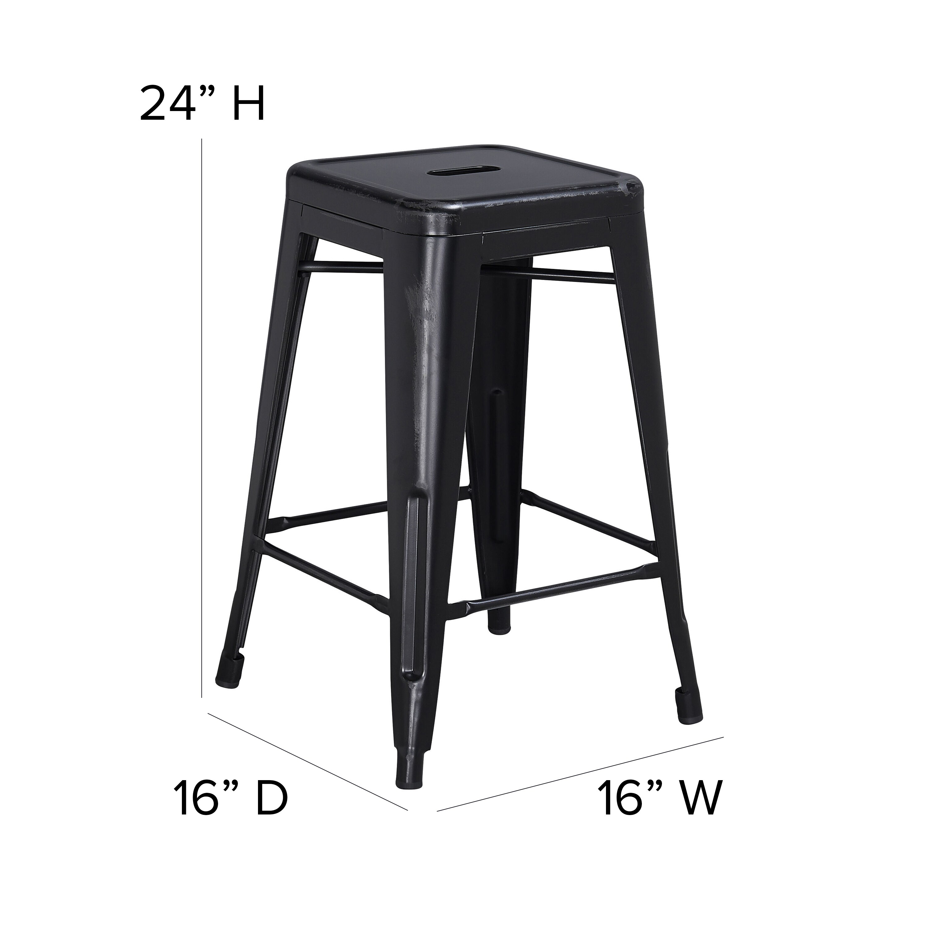 Merrick Lane Elba Series Metal 24-in Counter Height Stool with ...