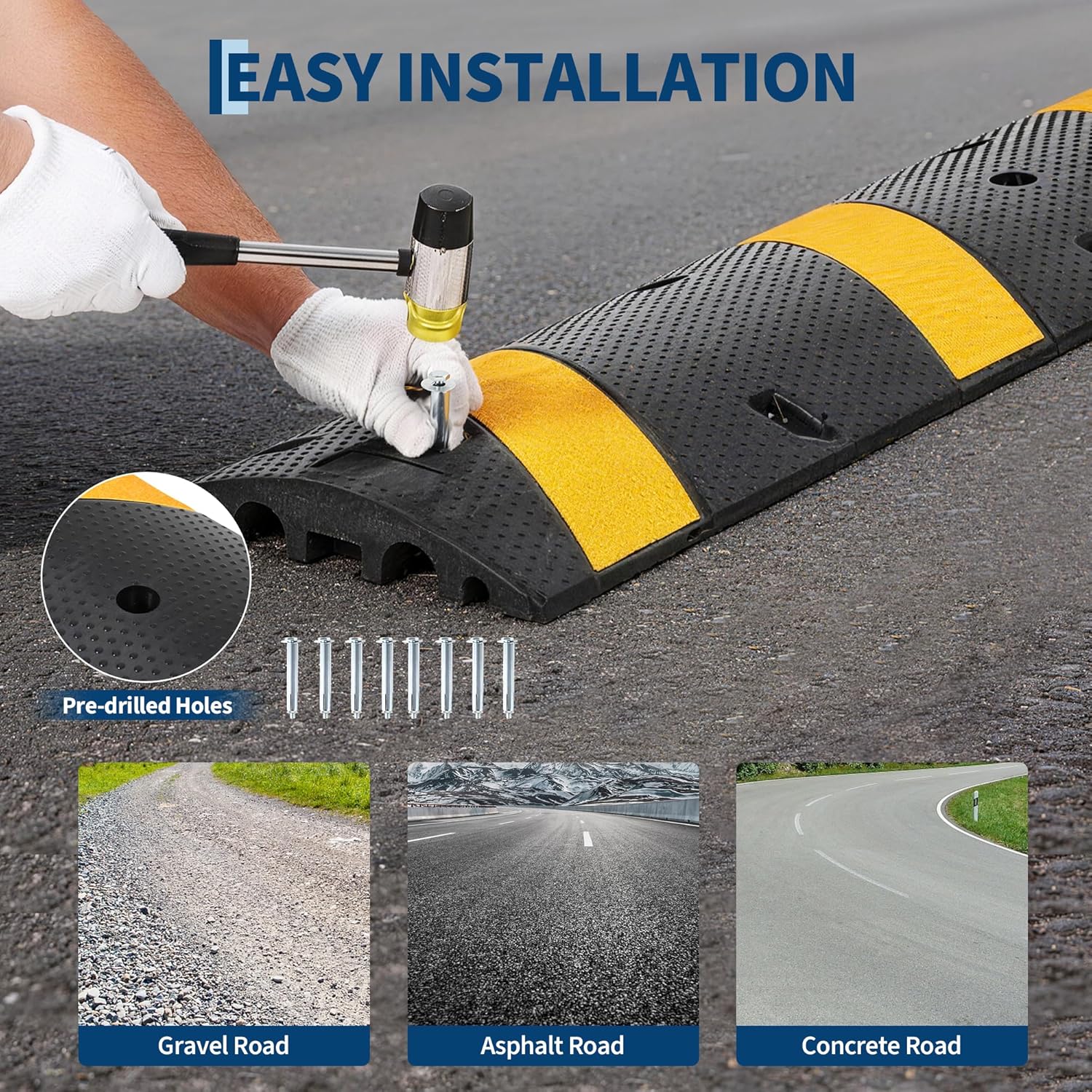 Garvee 7FT Heavy Duty Recycled Rubber Speed Bump 25000 Lbs Capacity ...
